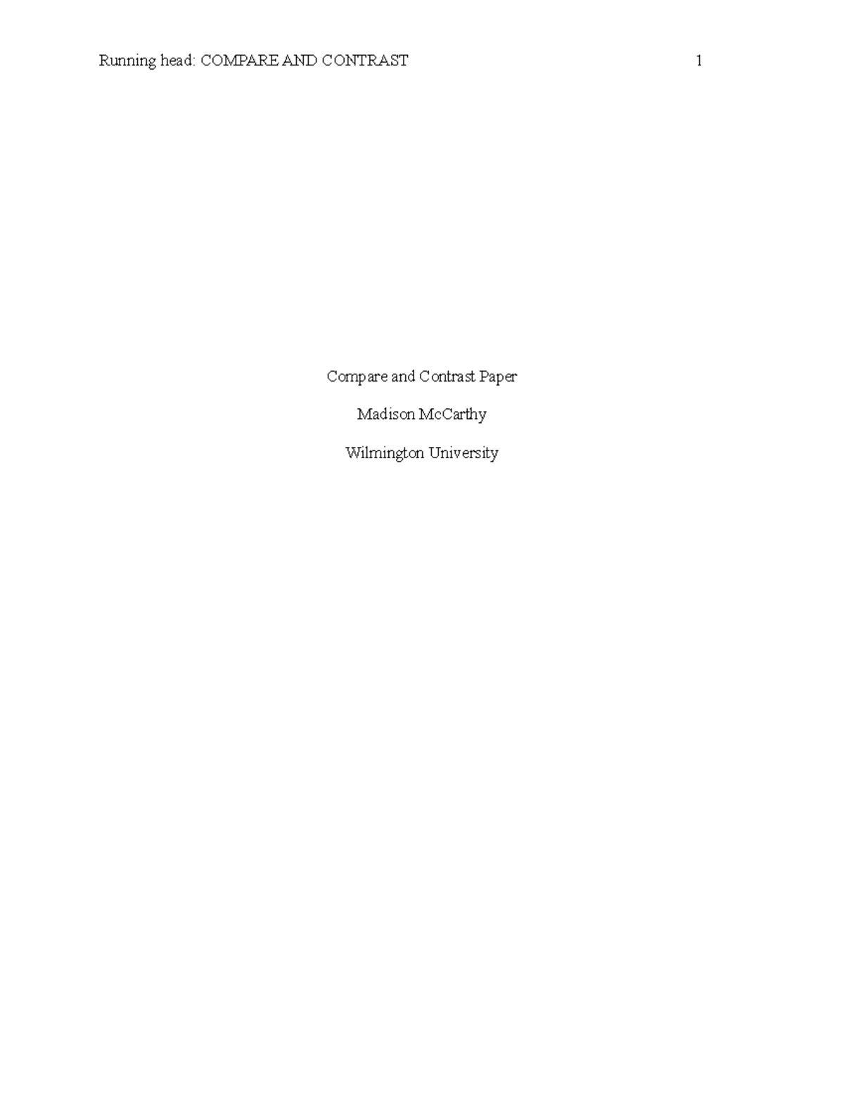 Compare and Contrast Paper - Running head: COMPARE AND CONTRAST 1 ...