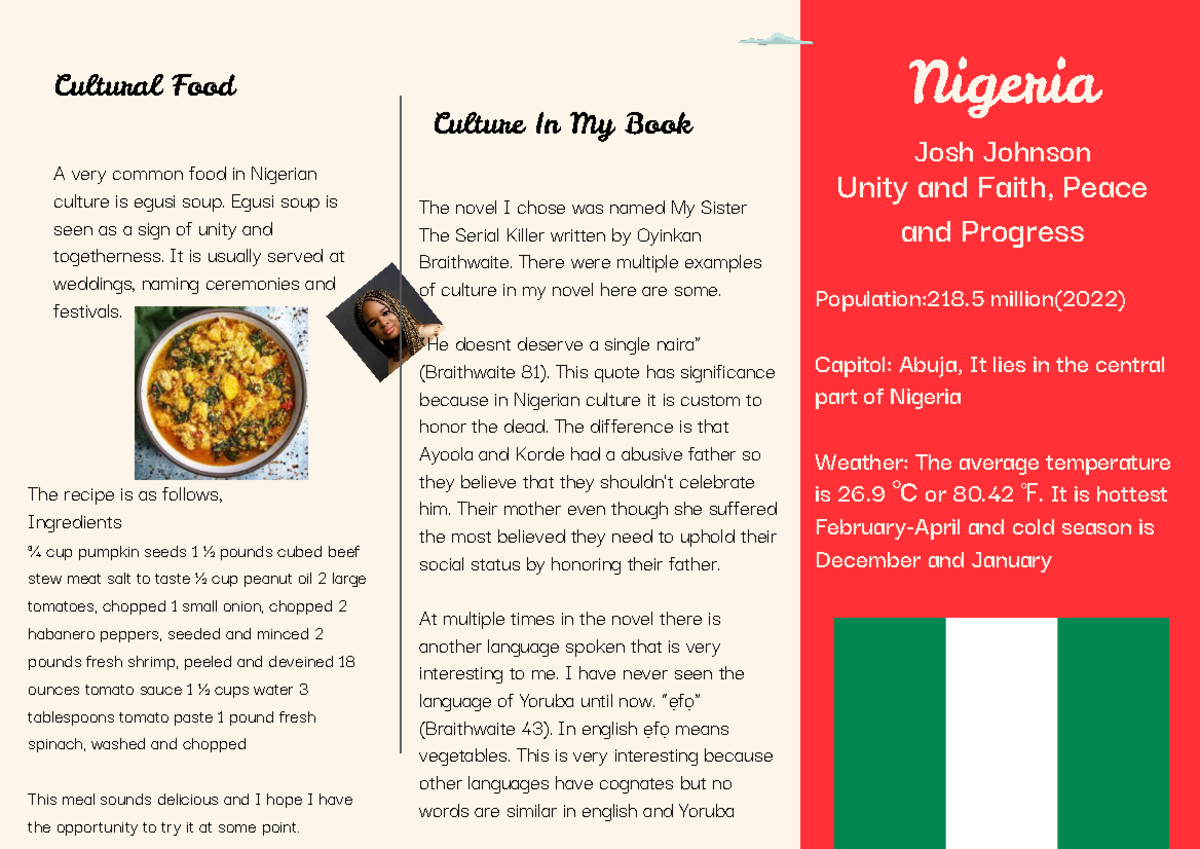 Travel Brochure Josh Johnson - Cultural Food A very common food in ...