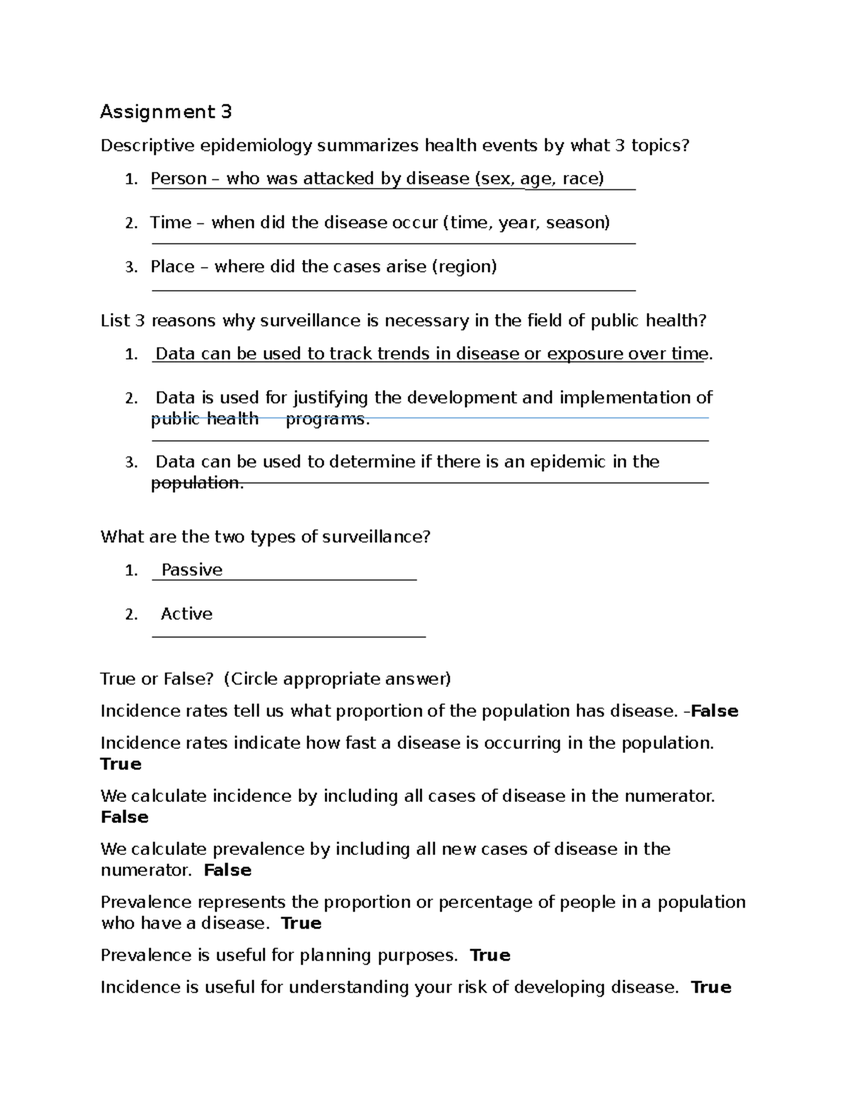 Epidemiology - Assignment 3 - Assignment 3 Descriptive epidemiology ...