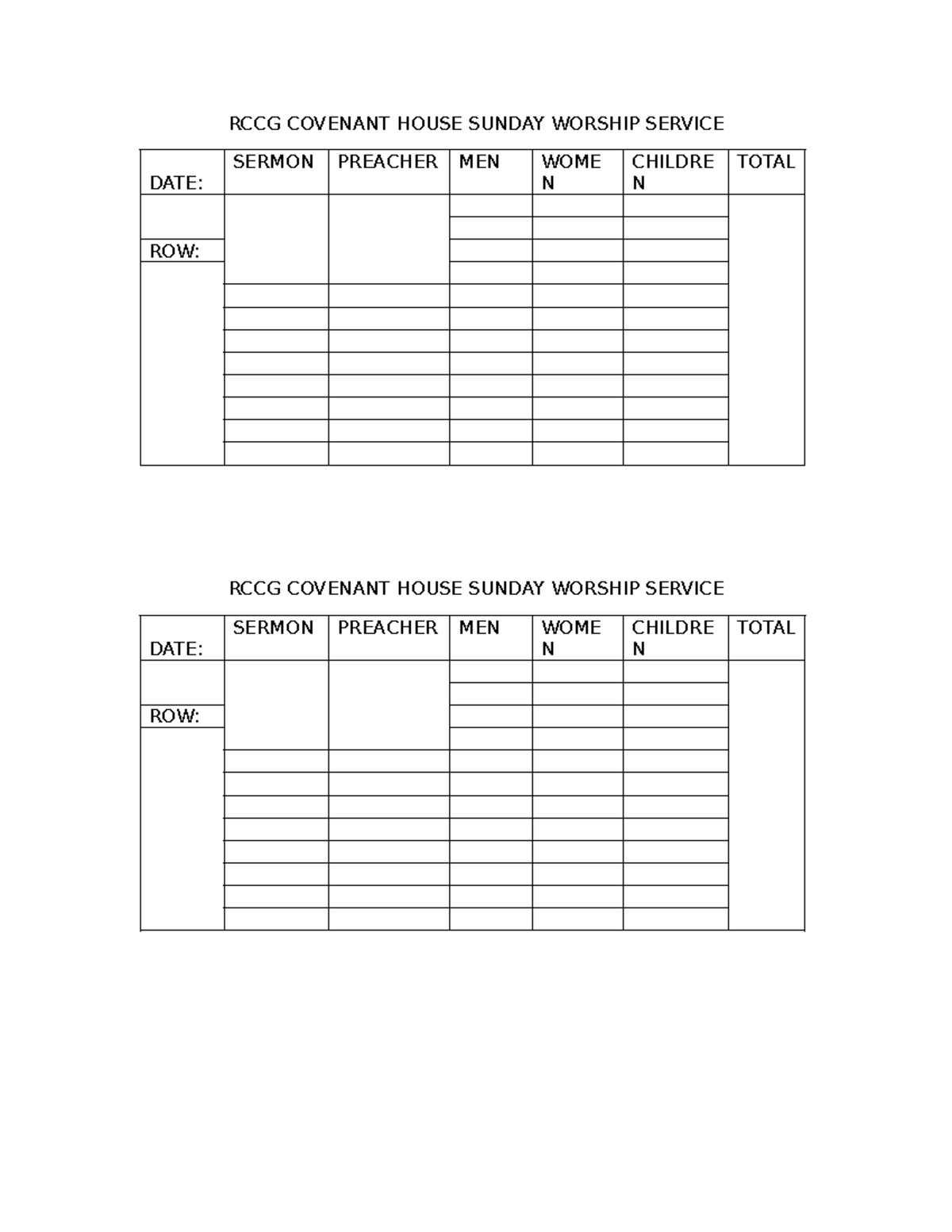 Church Attendance - Assignment - NMNC 2335 - RCCG COVENANT HOUSE SUNDAY ...