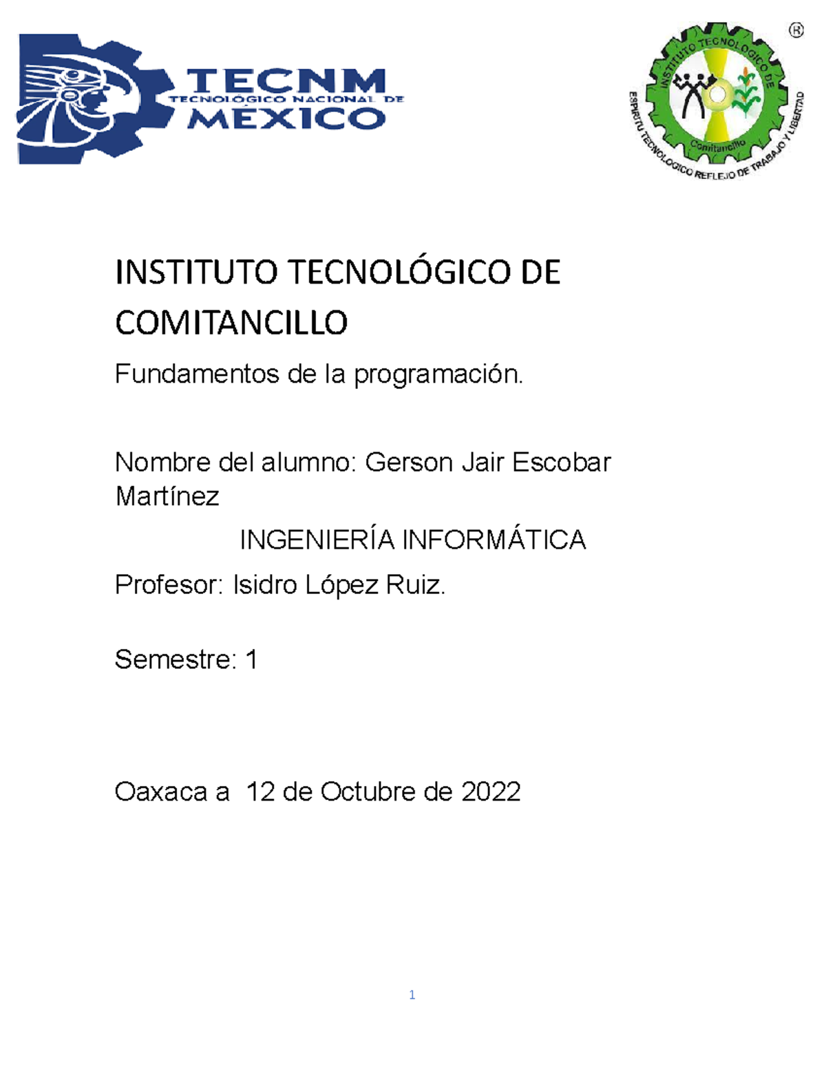 Unidad 5 inv gerson - tarea - INSTITUTO TECNOLÓGICO DE COMITANCILLO ...