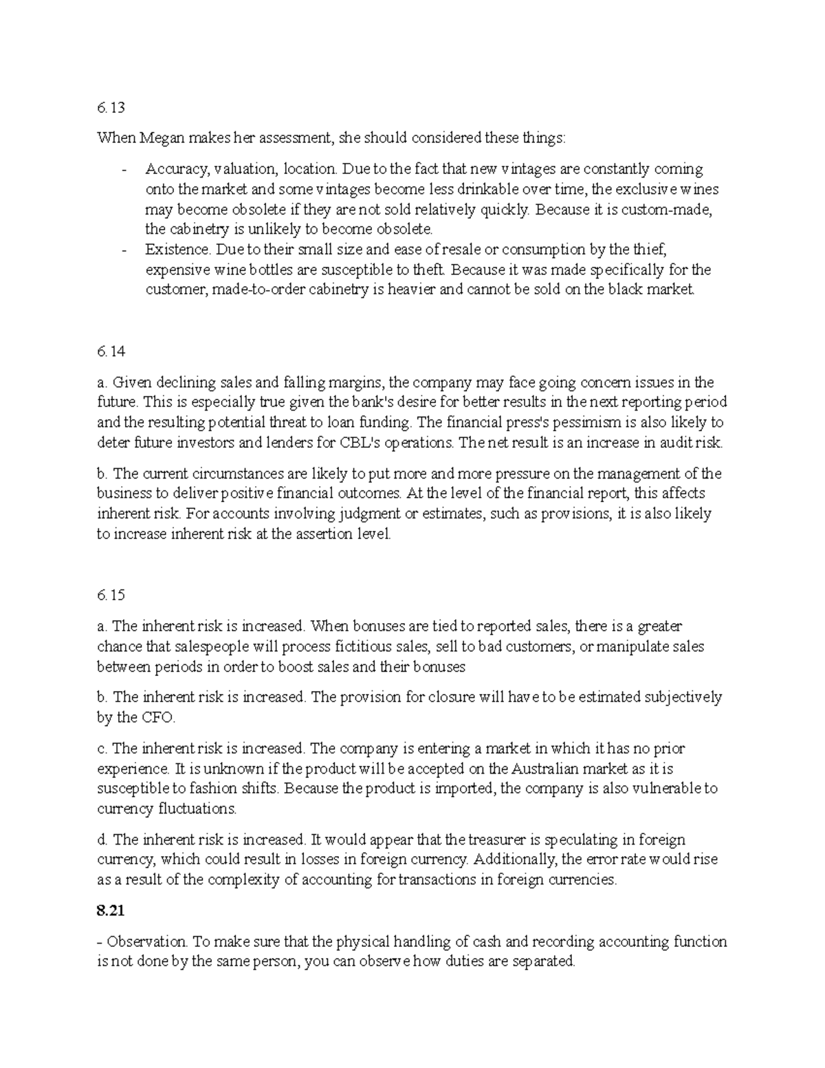 Auditing homework chap3 - 6. When Megan makes her assessment, she ...