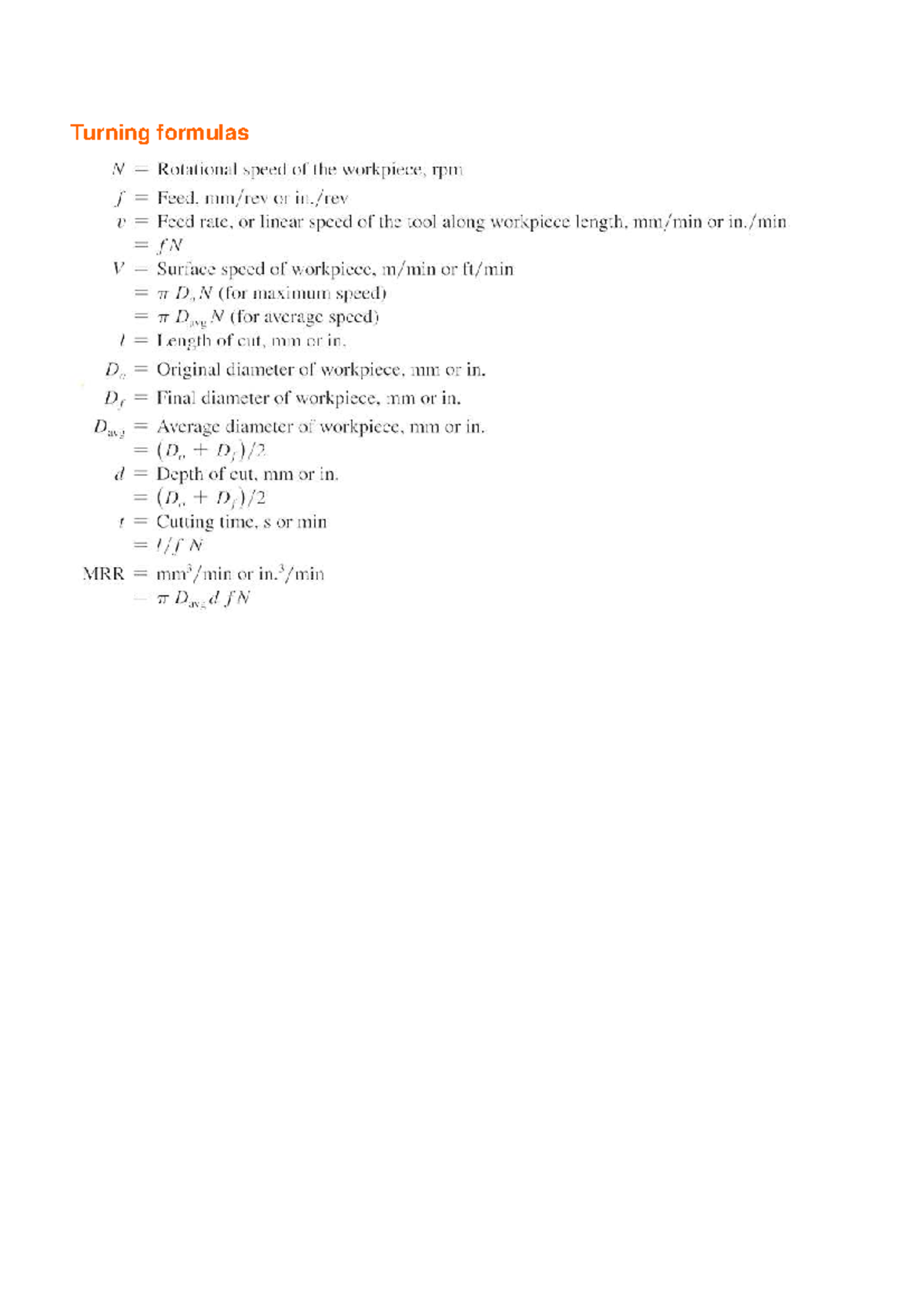 AMEM201 LEC9 Problems - Lecture notes 1 - Turning formulas A ...
