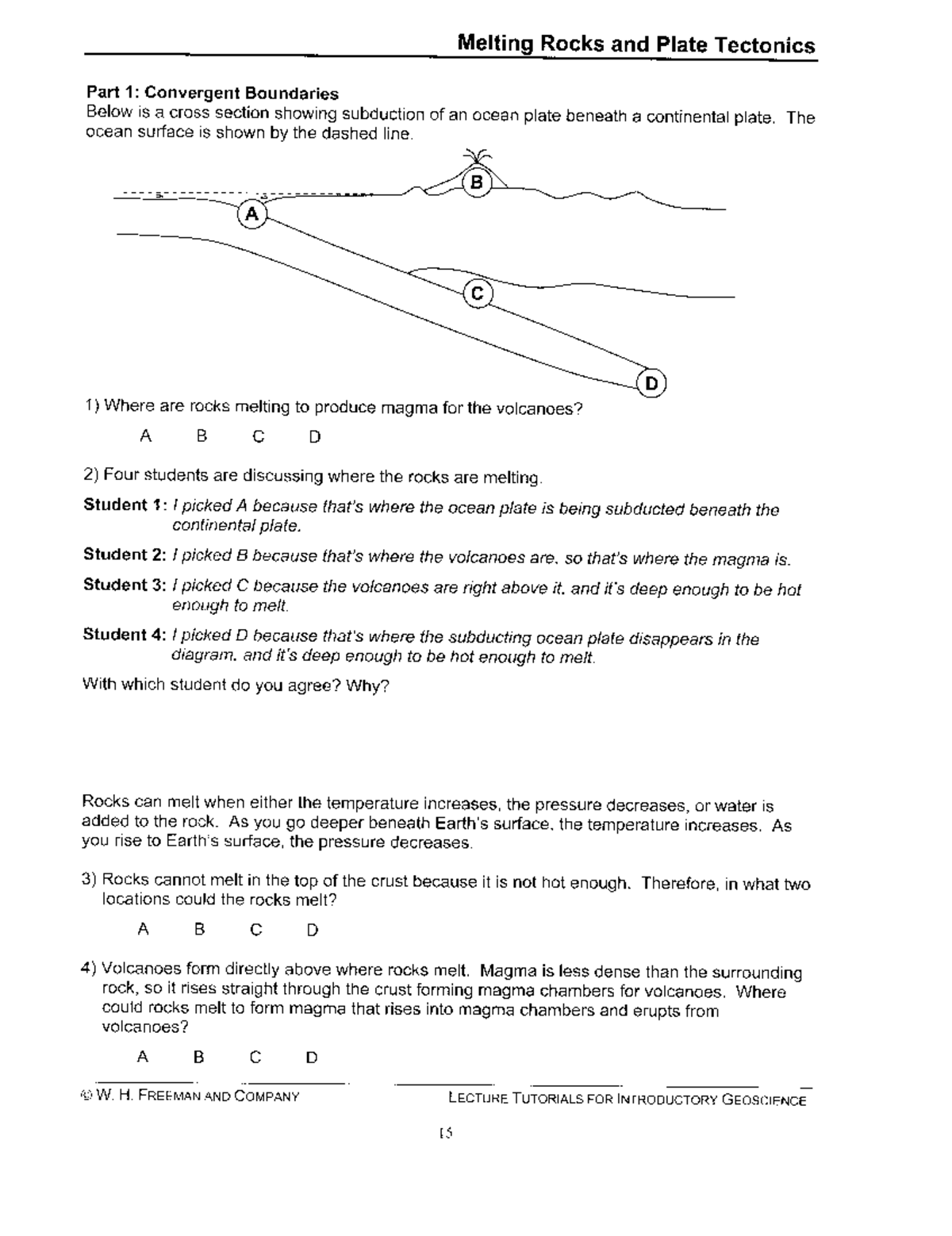 In-class activity 3 on Melting Rocks and Plate Tectonics - Melting ...