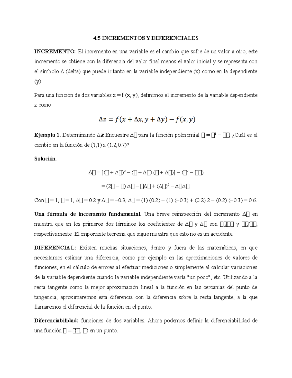 4.5 Incrementos Y Diferenciales - 4 INCREMENTOS Y DIFERENCIALES ...
