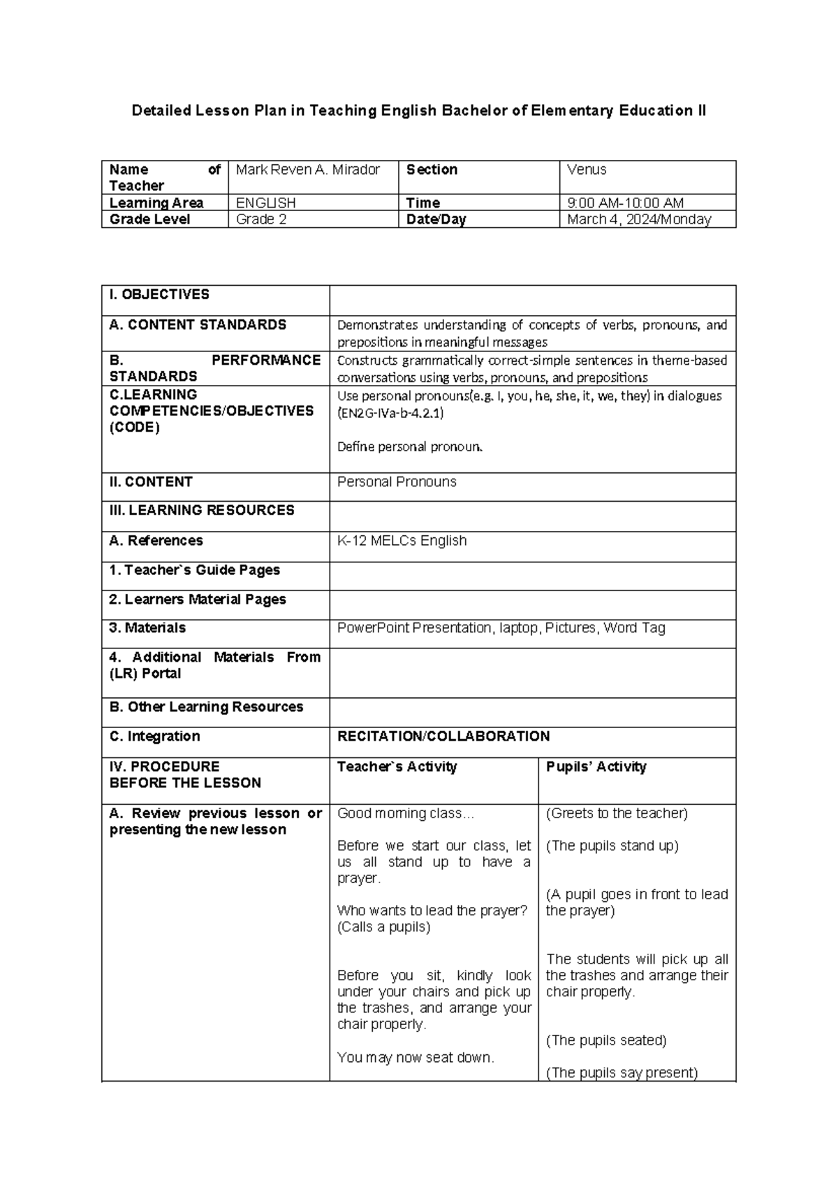 DLP 2023 EGE103 - Detailed Lesson Plan in Teaching English Bachelor of ...