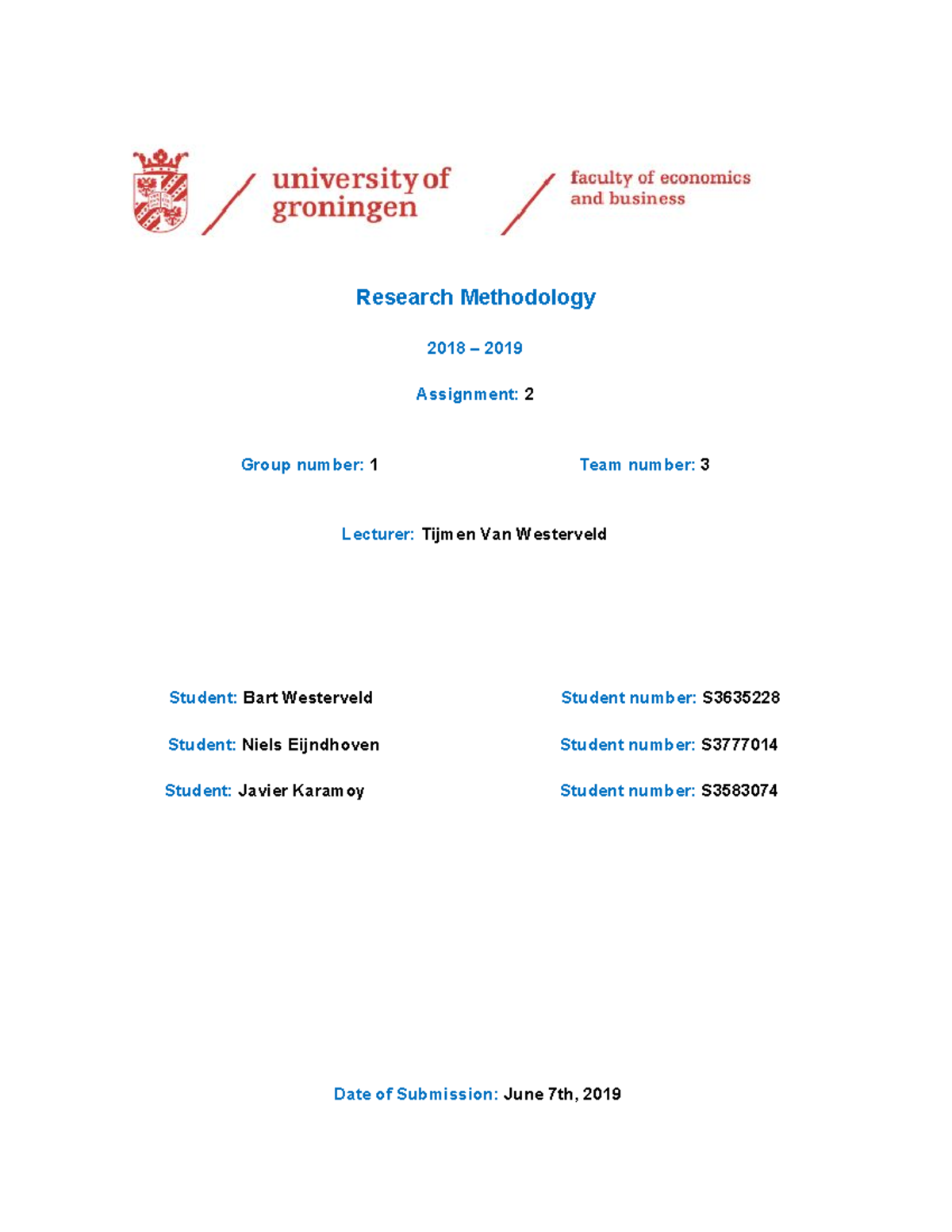 Research Methodology Assignment 2 - Grade: 8.8 - Research Methodology ...
