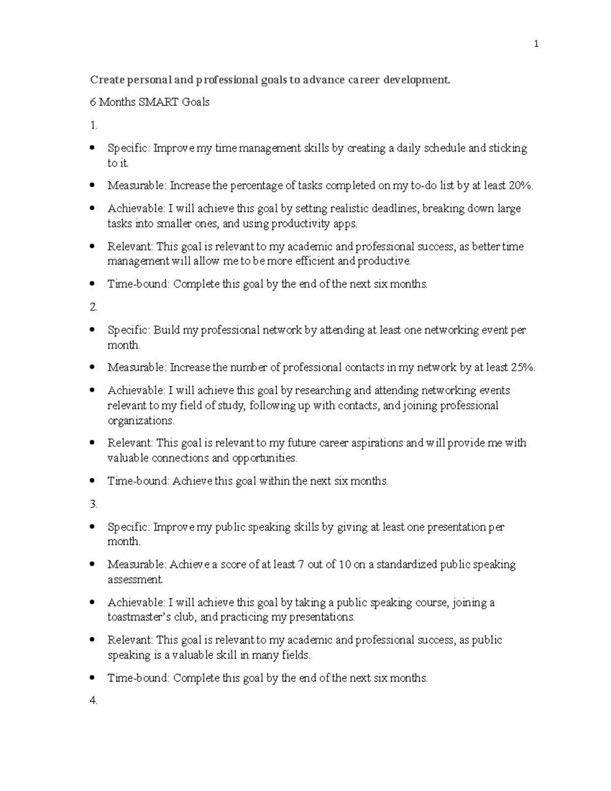 COMM-2055(233927); Smart Goals Assignment - Create personal and ...