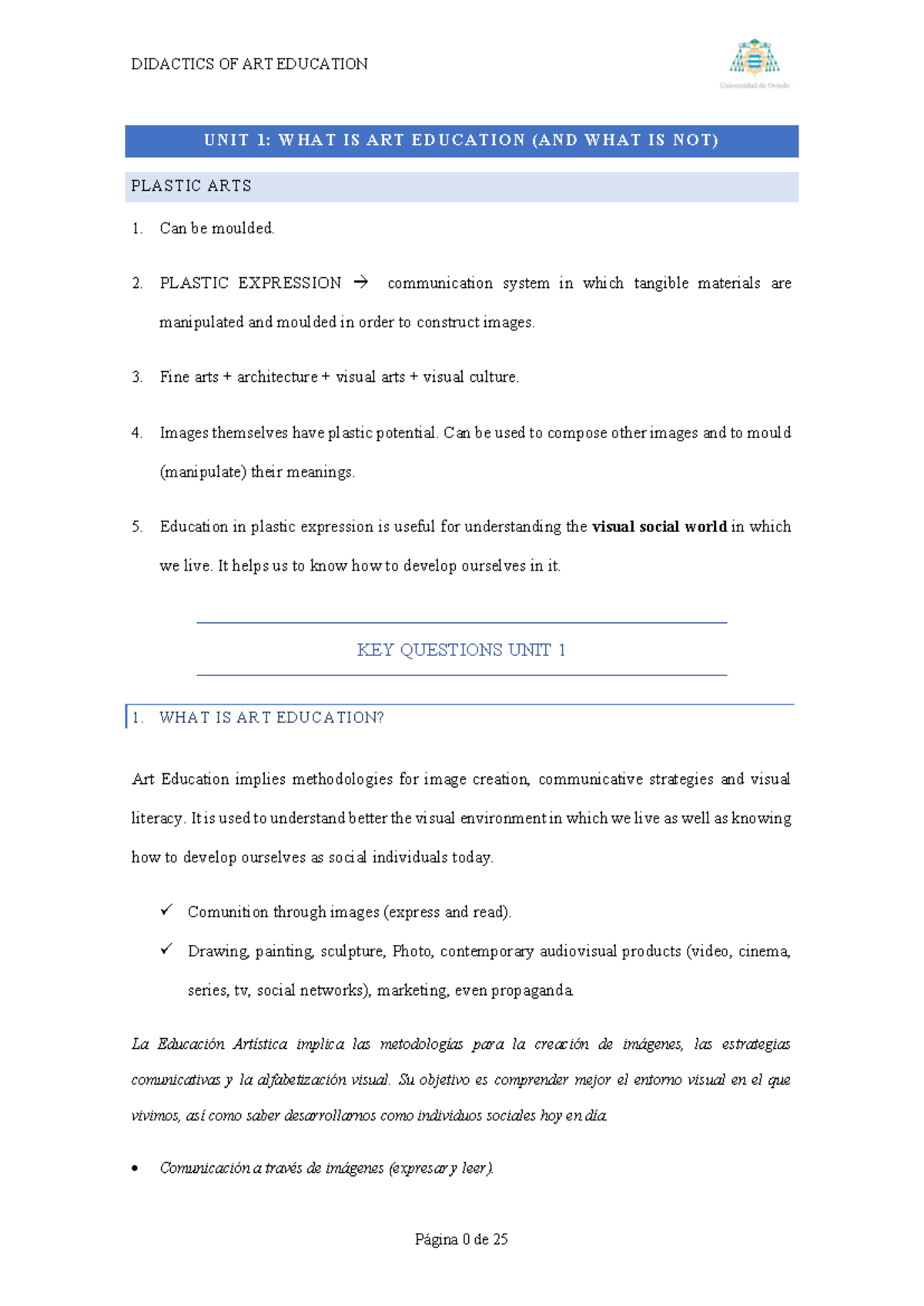 Apuntes plástica - UNIT 1: WHAT IS ART EDUCATION (AND WHAT IS NOT ...