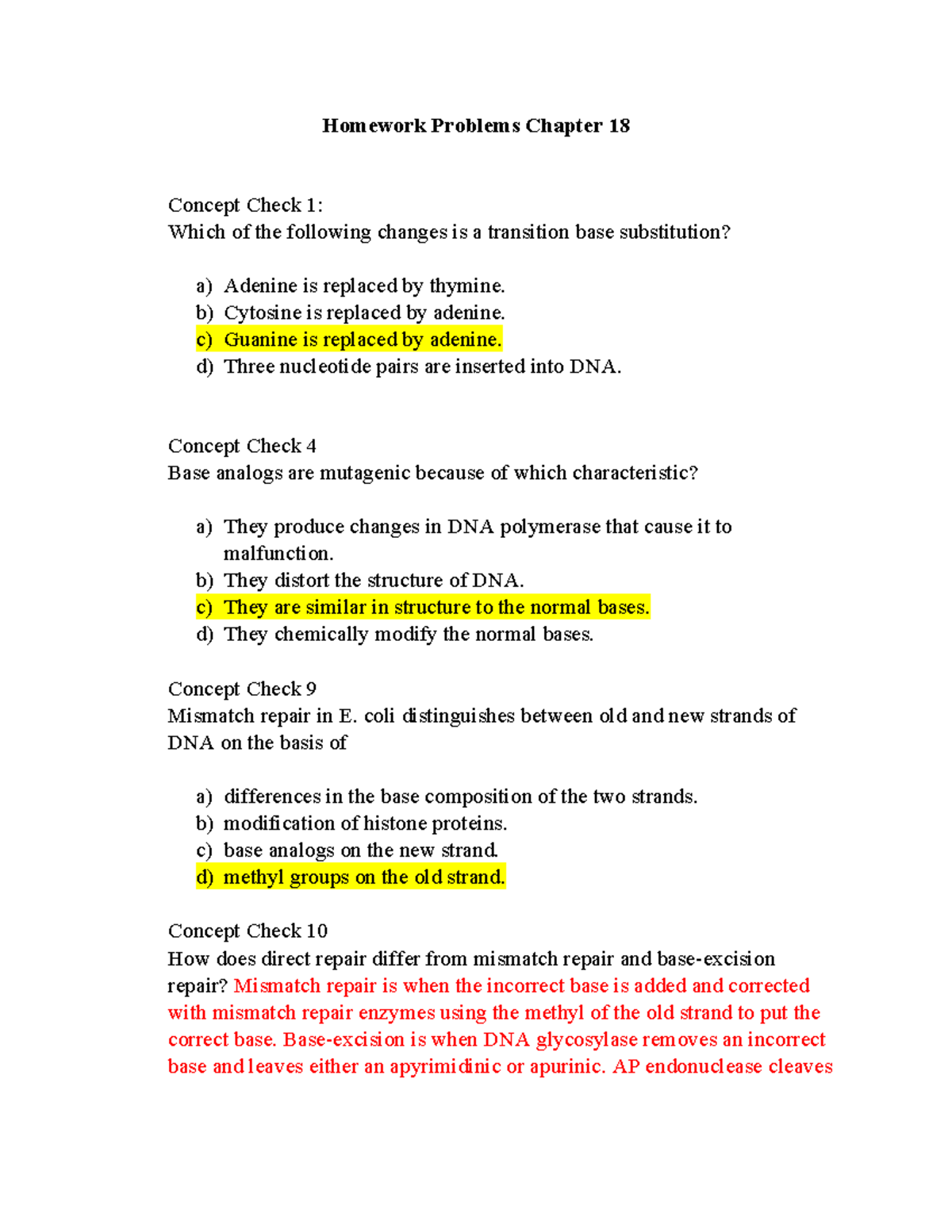 Ch. 18 Homework Problems - Homework Problems Chapter 18 Concept Check 1: Which of the following ...