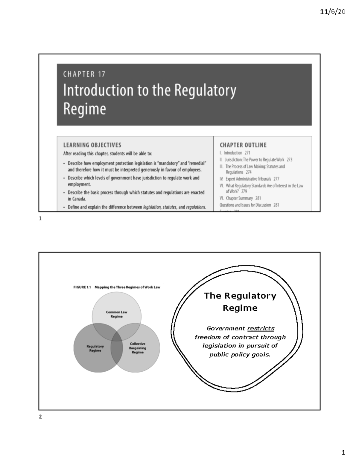 CH 17 Intro to Reg Handout - 1 The Regulatory Regime ####### Government ...