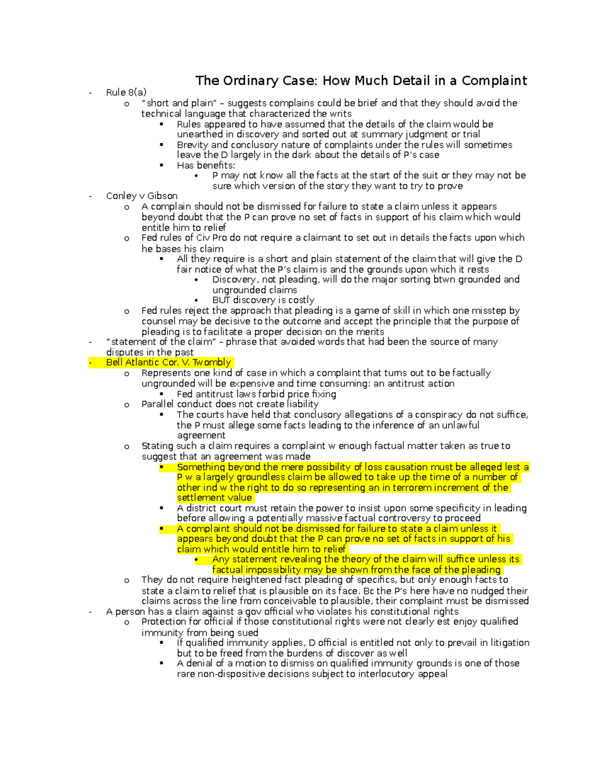 The Ordinary Case - V. Twombly o Represents one kind of case in which a ...