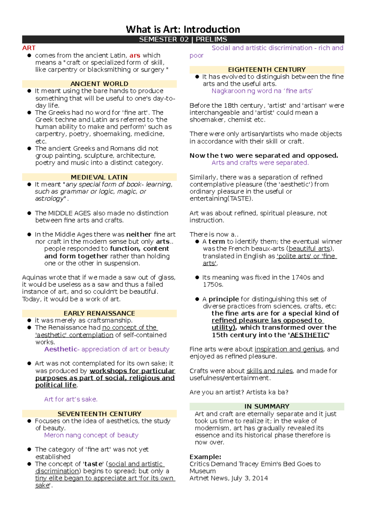 What is Art- Introduction - What is Art: Introduction SEMESTER 02 ...