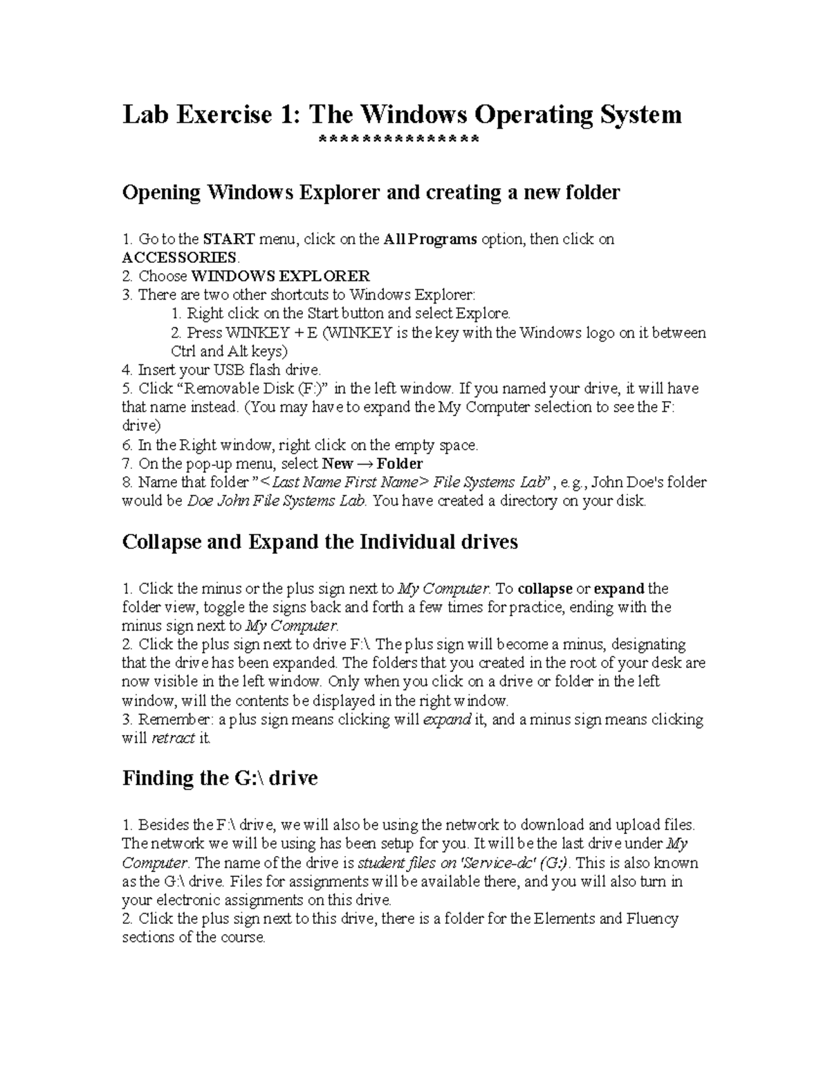 EECS128-Lab1 - Lab Exercise 1: The Windows Operating System ...