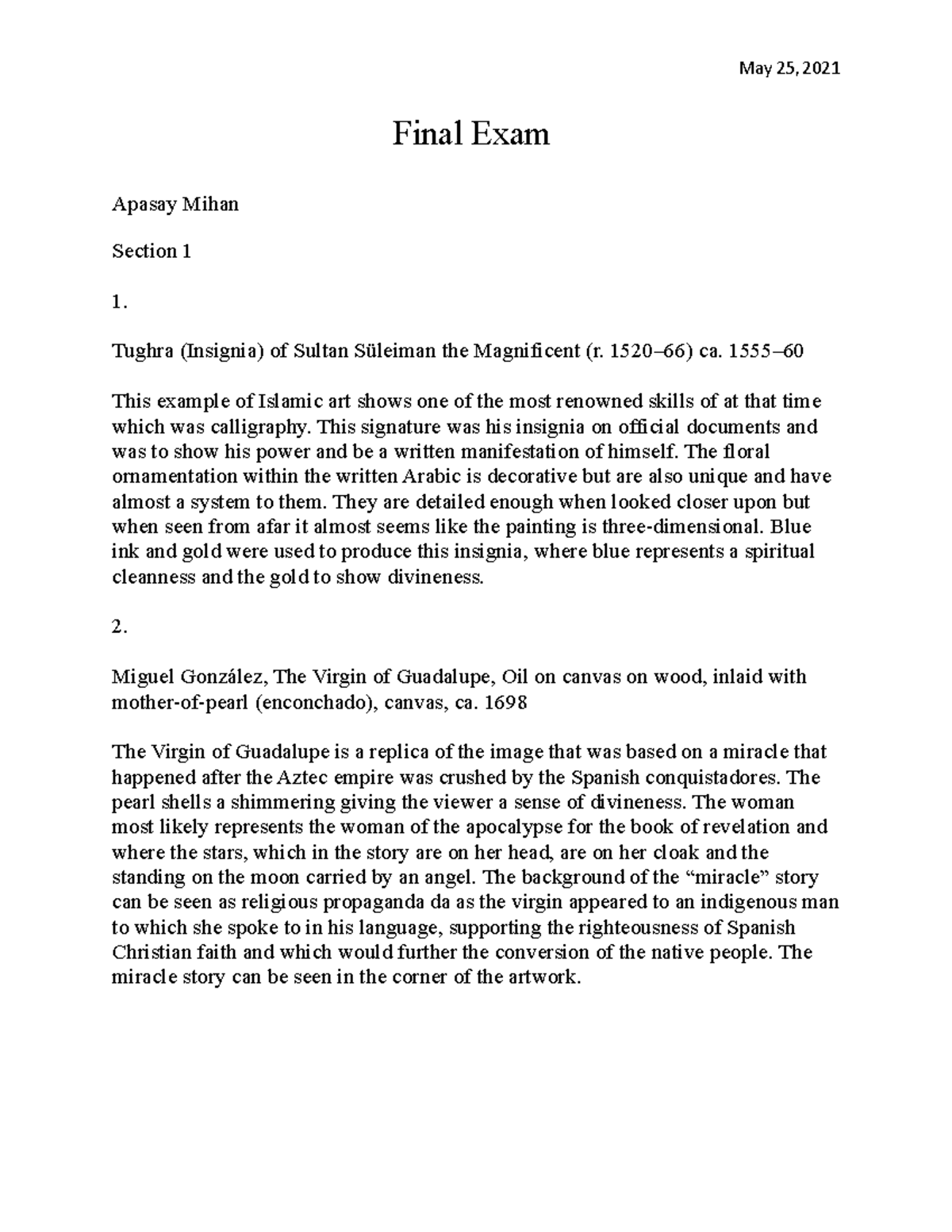 Final Exam - Section 1: Slide Identifications – you will see five ...