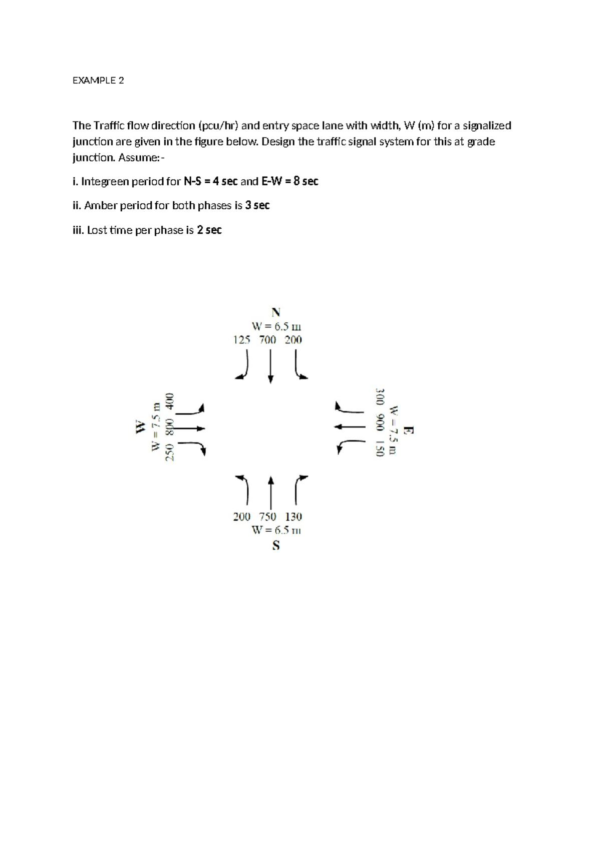 Example 2 Junction - EXAMPLE 2 The Traffic flow direction (pcu/hr) and ...