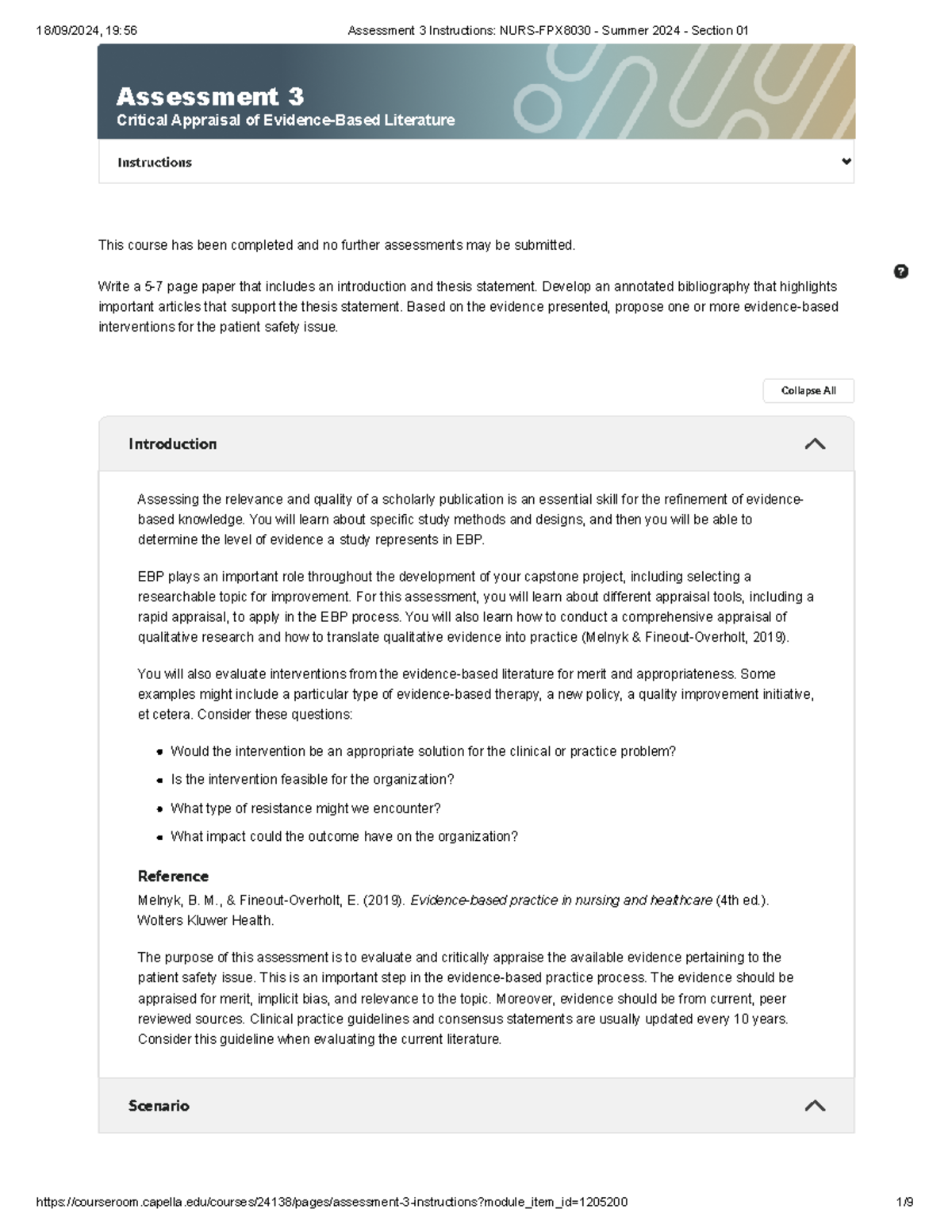 Assessment 3 Instructions NURS-FPX8030 - Assessment 3 Critical ...
