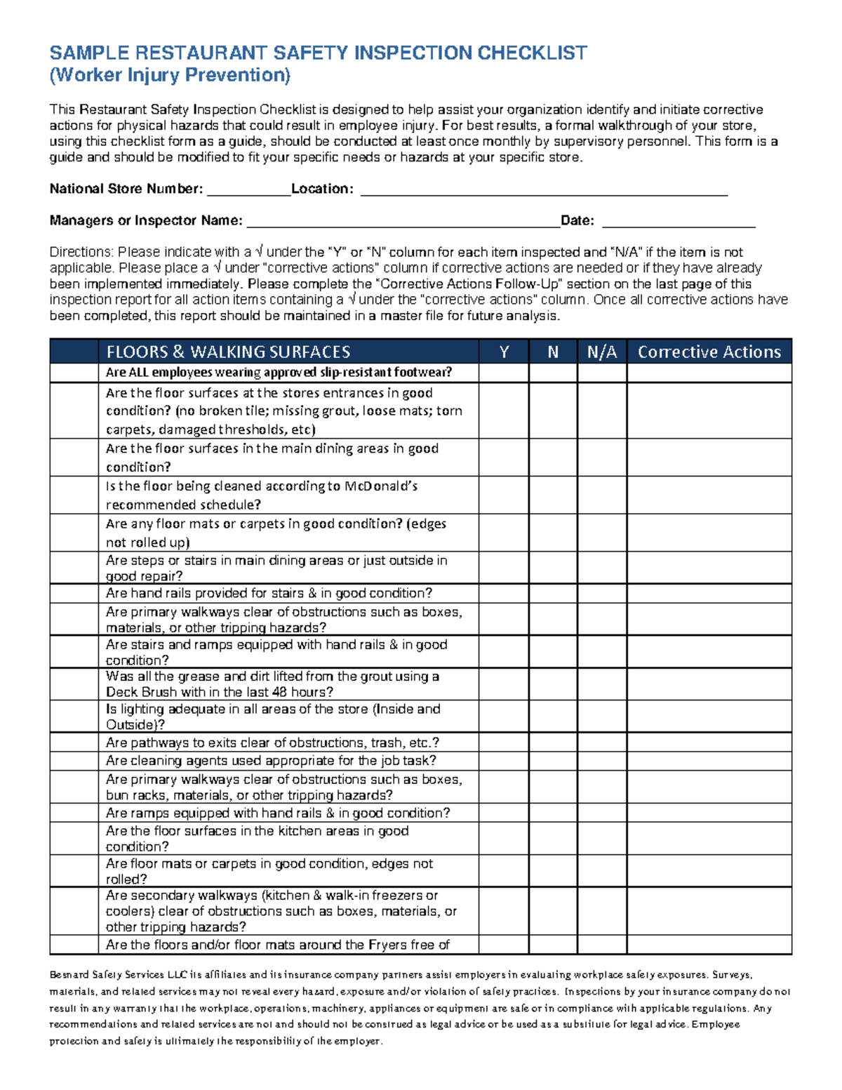 Workers Related Safety Inspection Checklist with PPE - Besnard Safety ...