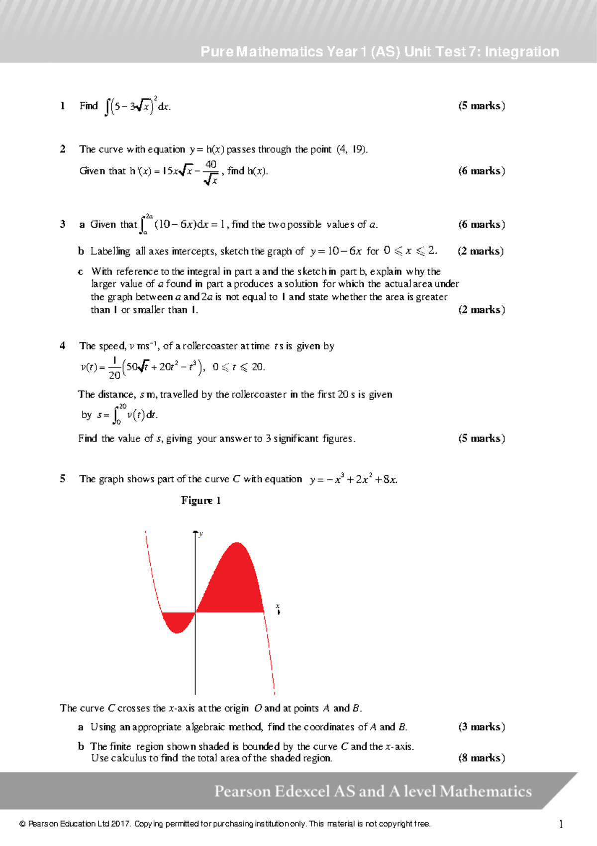 476545982 AS Maths Pure Unit 7 Test - Pure Mathematics Year 1 (AS) Unit ...