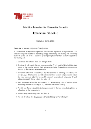 Mlsec-exer03 - Die 3. Mlsec exercise - Machine Learning for Computer ...