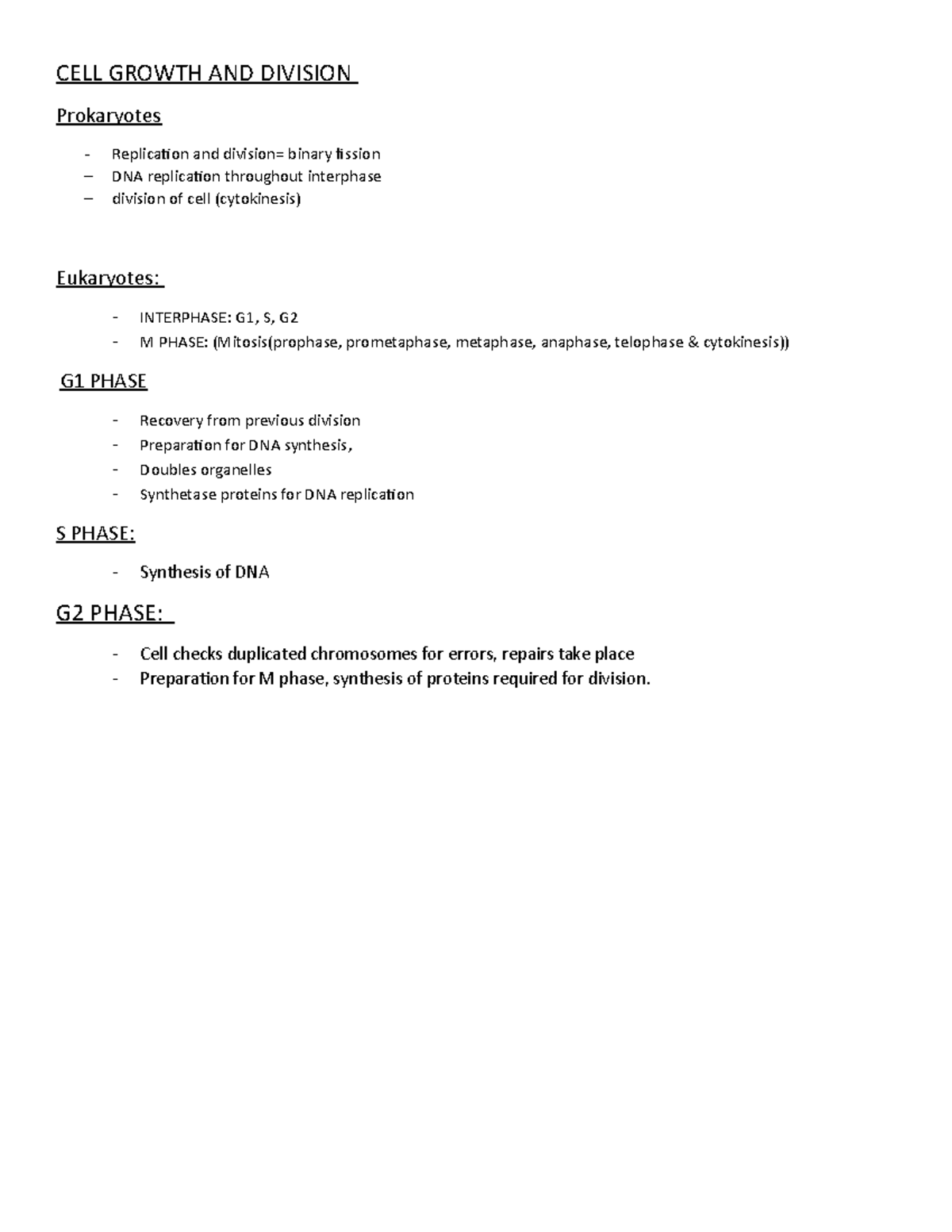 CMB1004 LECTURE 5 CELL GROWTH AND DIVISION Prokaryotes Replication