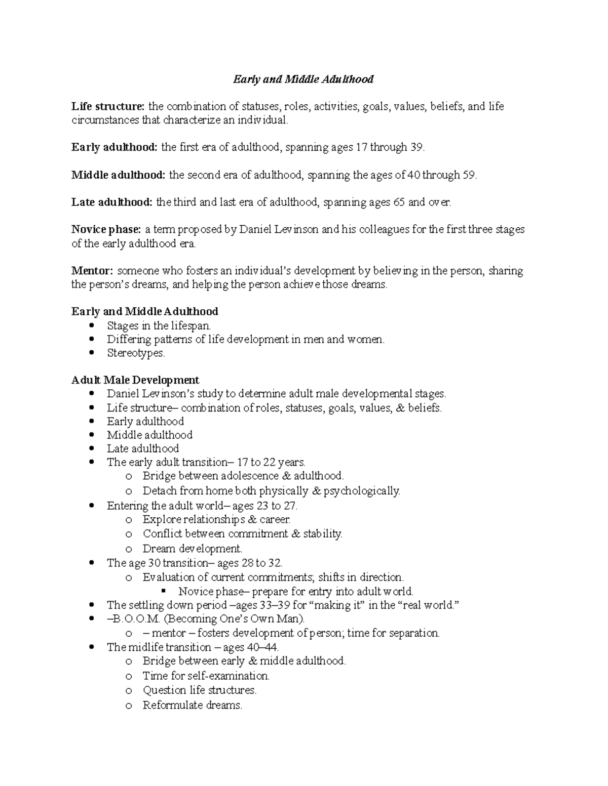 Early and Middle Adulthood - Early adulthood: the first era of ...