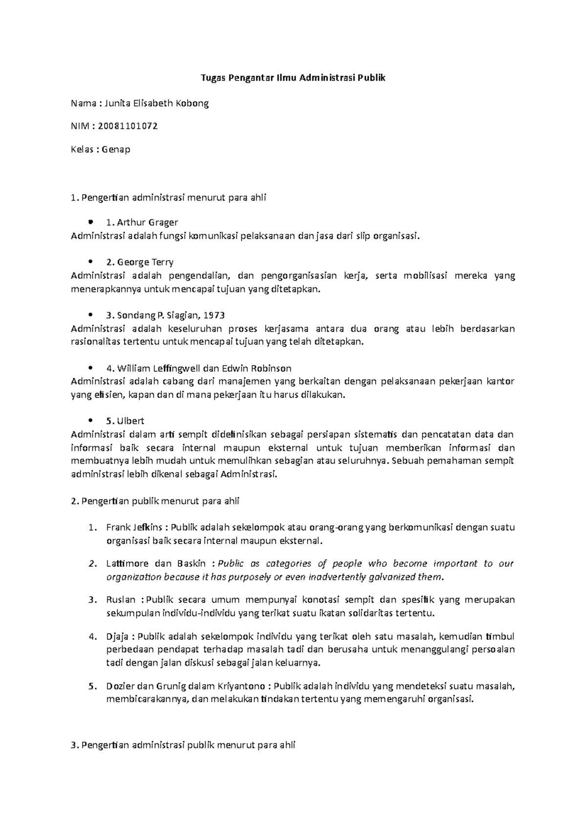 Pengantar Ilmu Administrasi Publik 1 - Arthur Grager Administrasi ...