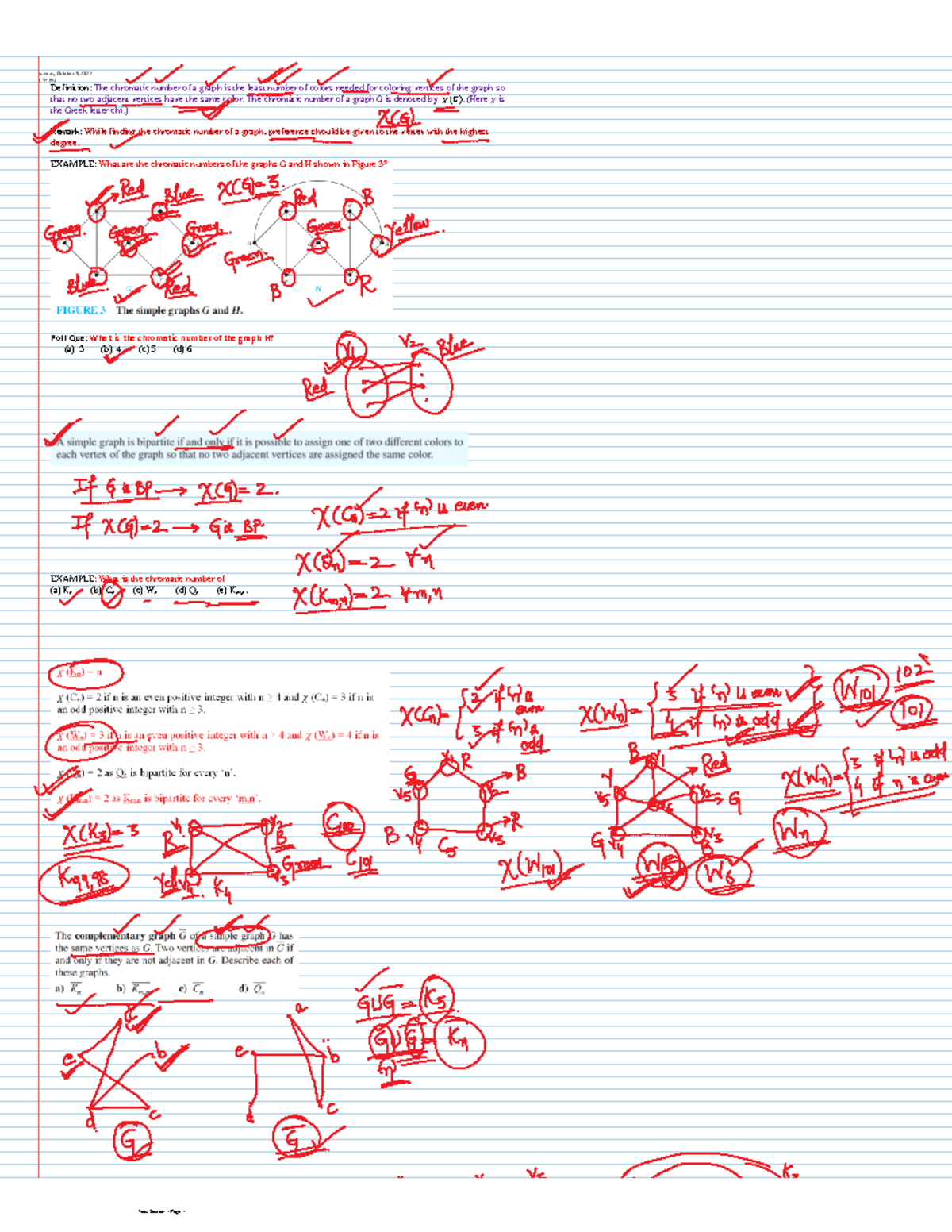 Extra Lecture MTH401 09 October 2022 Sunday Chromatic Number and Complementary Graph ...