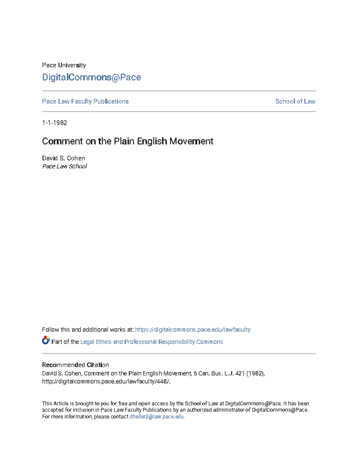 Fulltext - Plain English Movement - ####### Pace UniversityPace ...