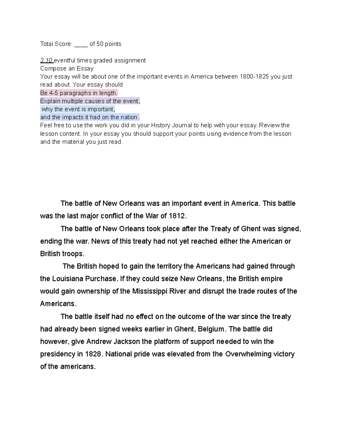 Eventful times essay - important events in America between 1800-1825 ...