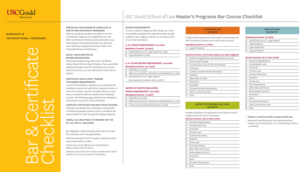 USC LLM Cert Bar Chart 18 v7 - DEGREE REQUIREMENTS To earn a master’s ...