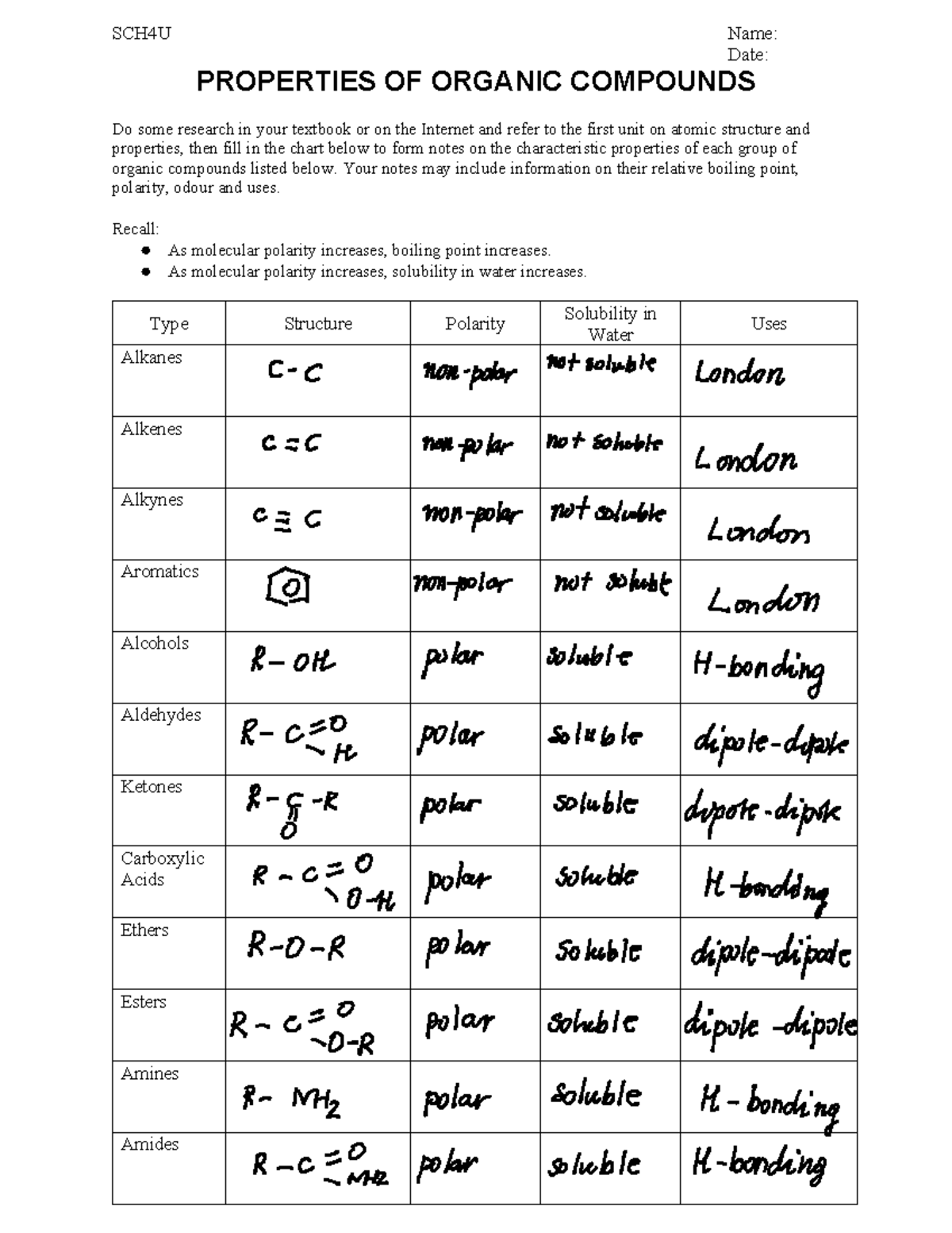 Kami Export - Properties of Organic Compounds - SCH4U Name: Date ...