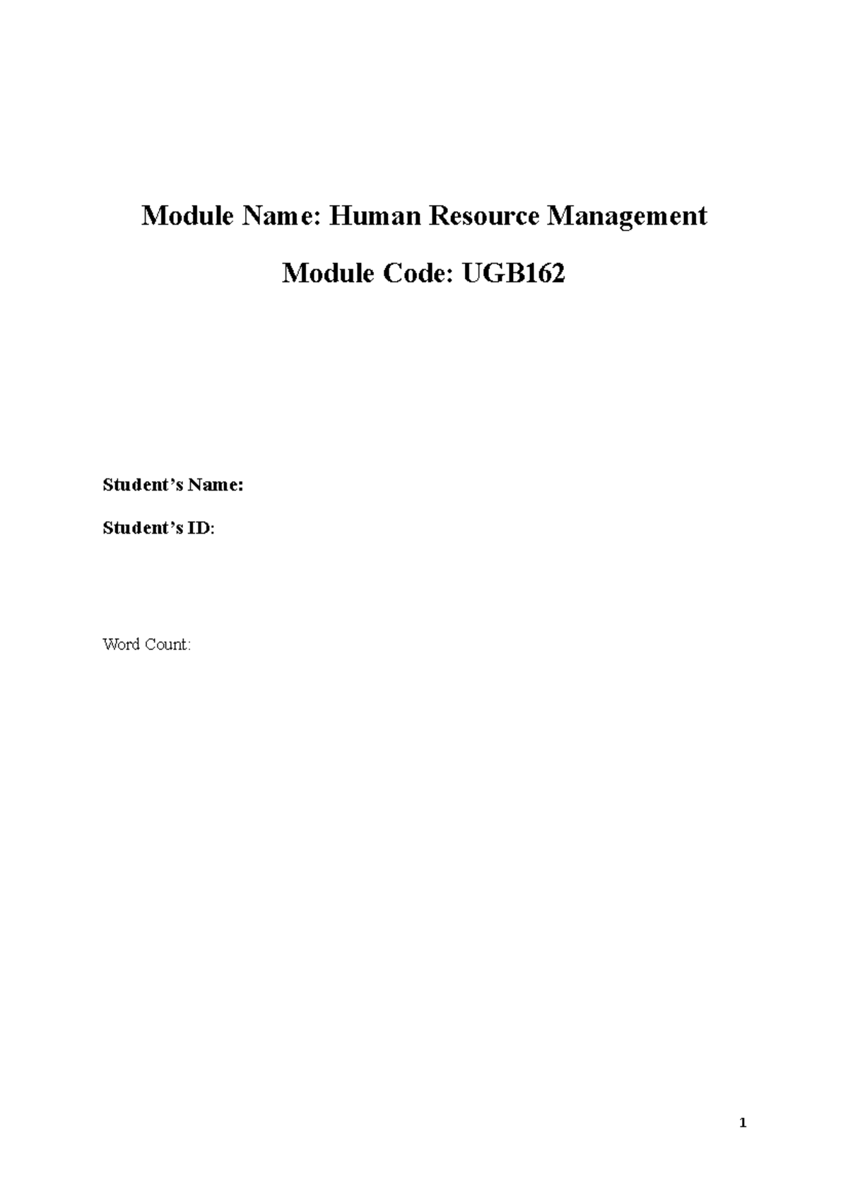 Human Resource Managemenrt - Module Name: Human Resource Management ...