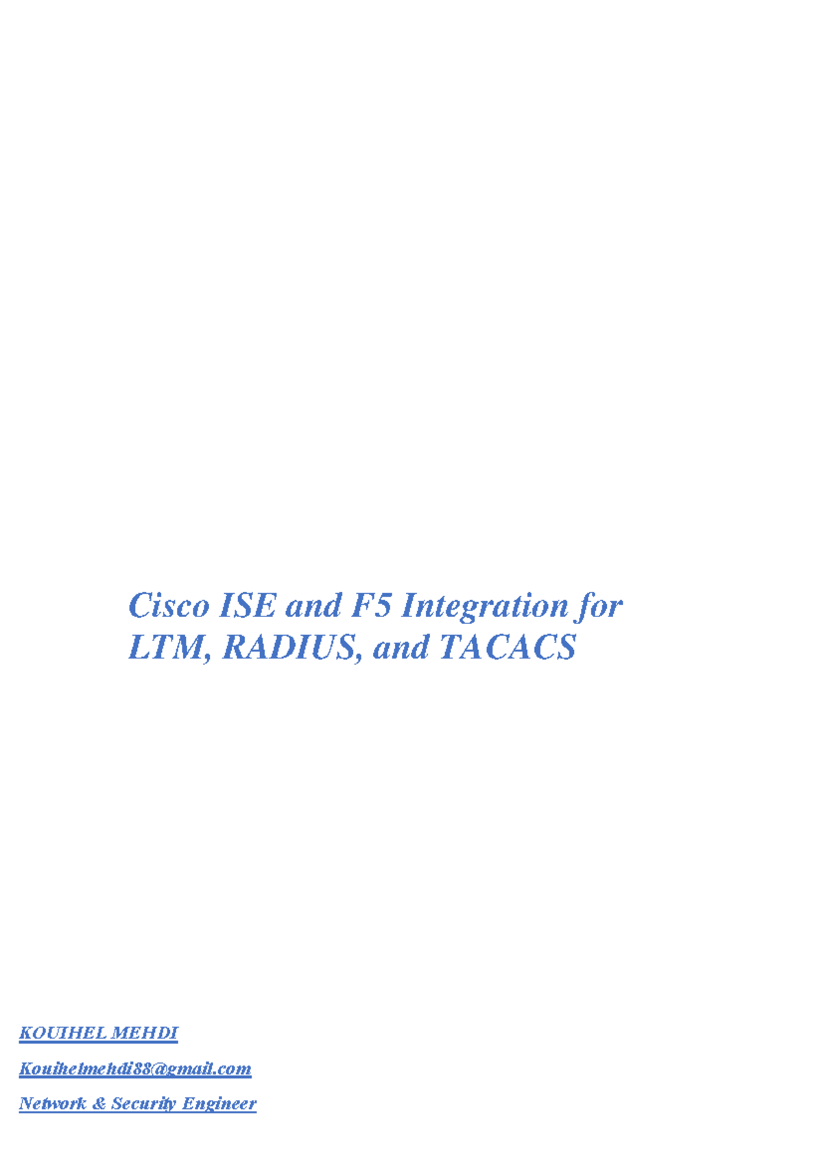 Cisco ISE and F5 Integration for LTM, Radius, and Tacacs - Cisco ISE ...