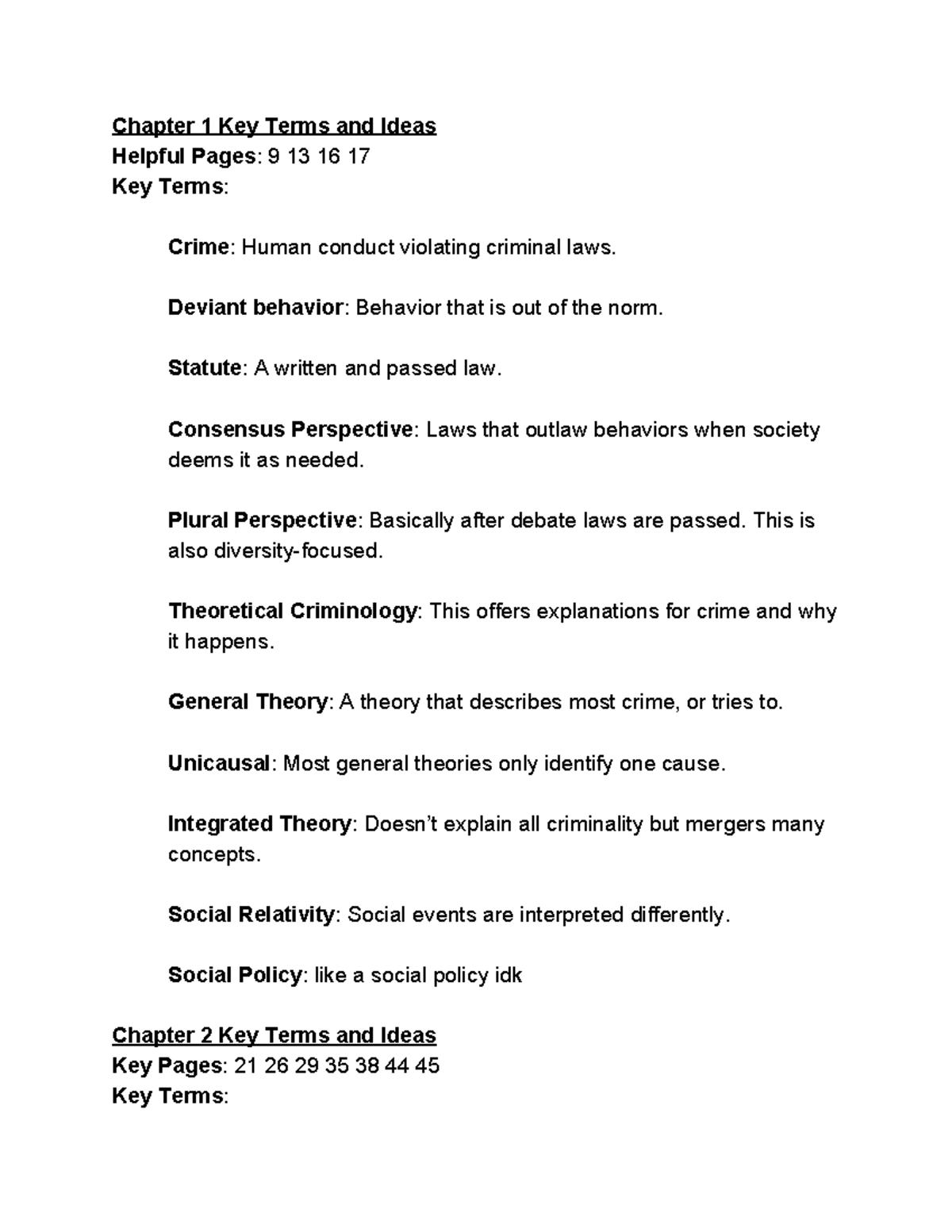 Criminology: The Nature of Crime - Chapter 1 Key Terms and Ideas ...