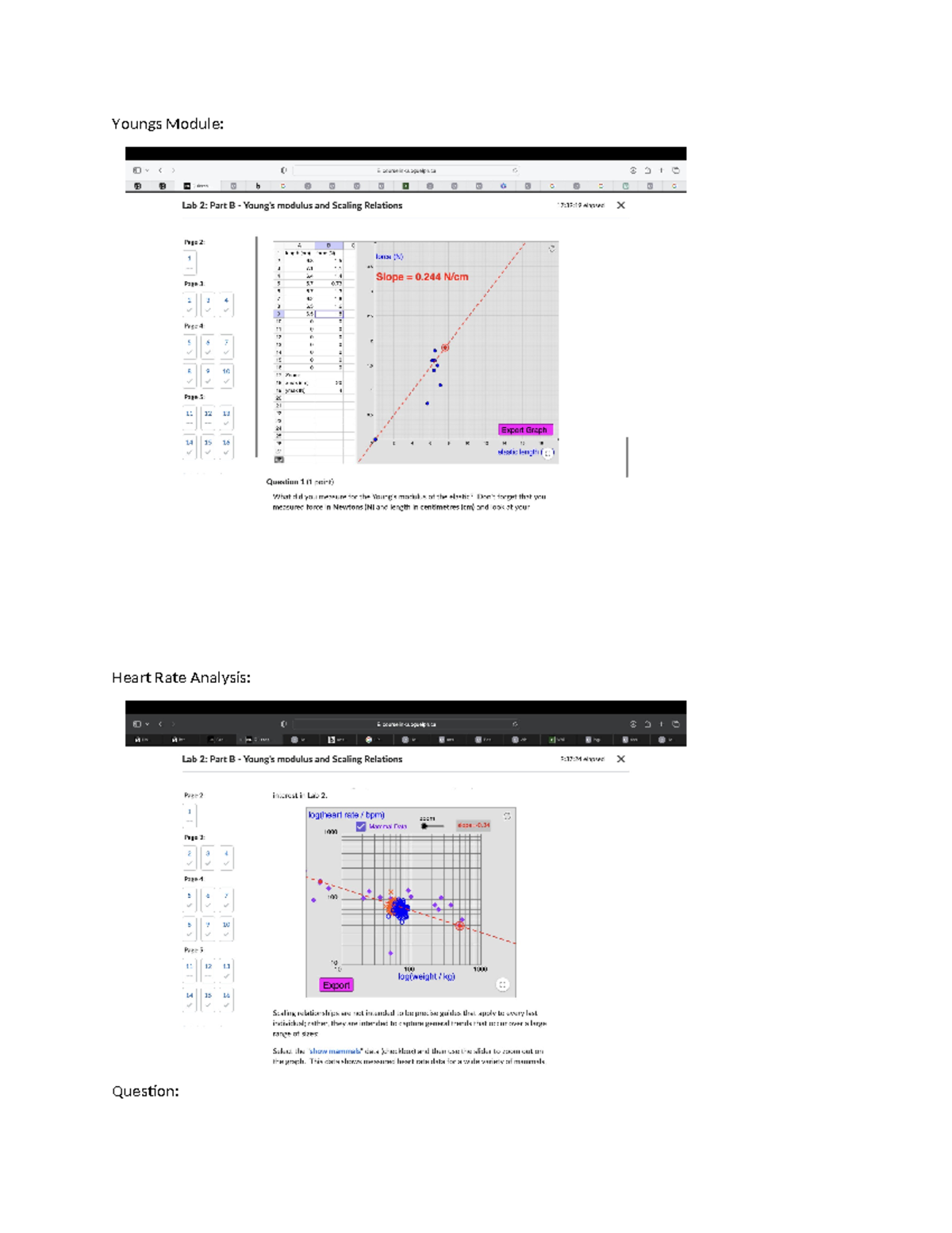 Graphing Data - lab - Youngs Module: Heart Rate Analysis: Question: The ...