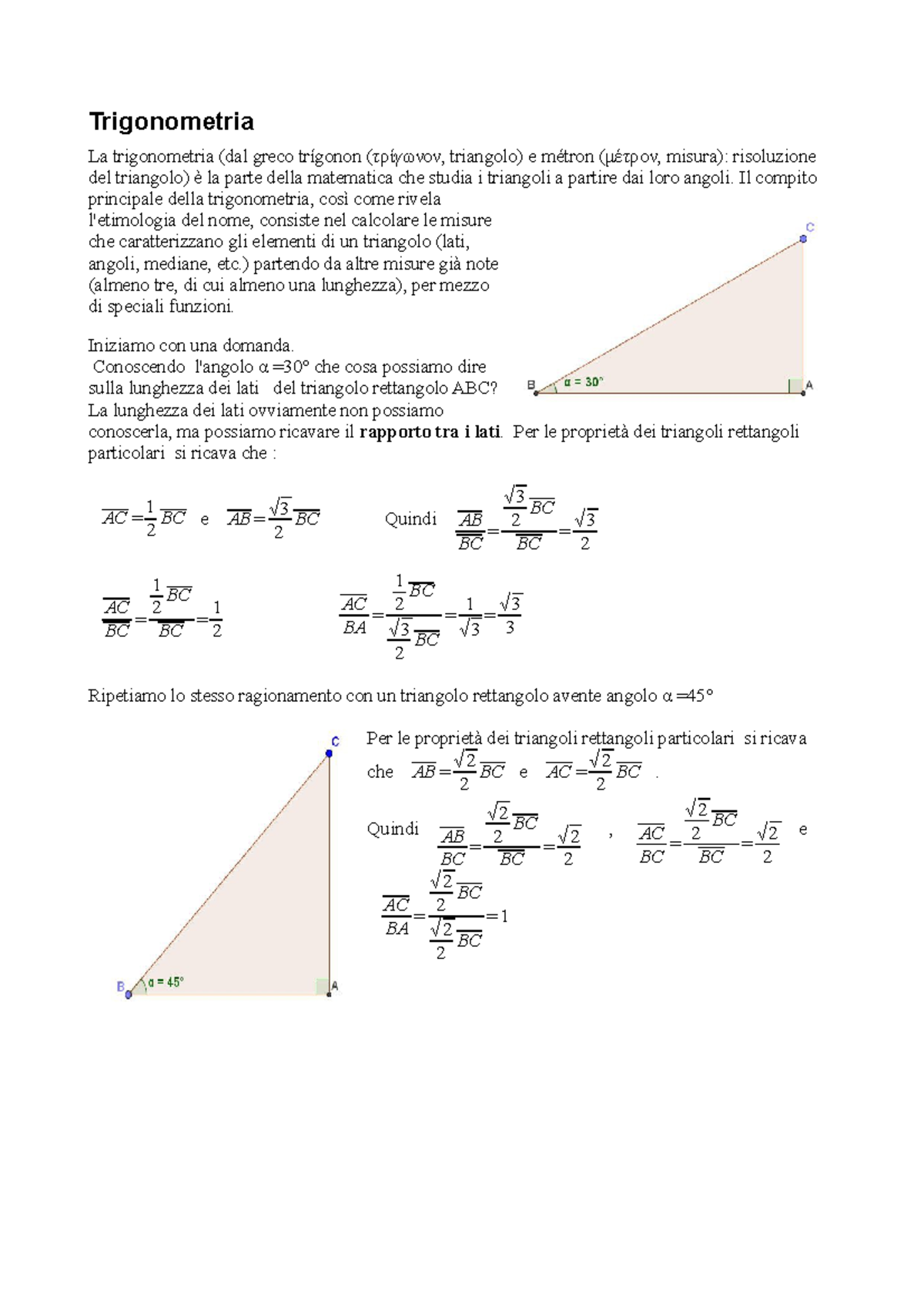 Trigonometria - Analisi 1 - Trigonometria La trigonometria (dal greco ...