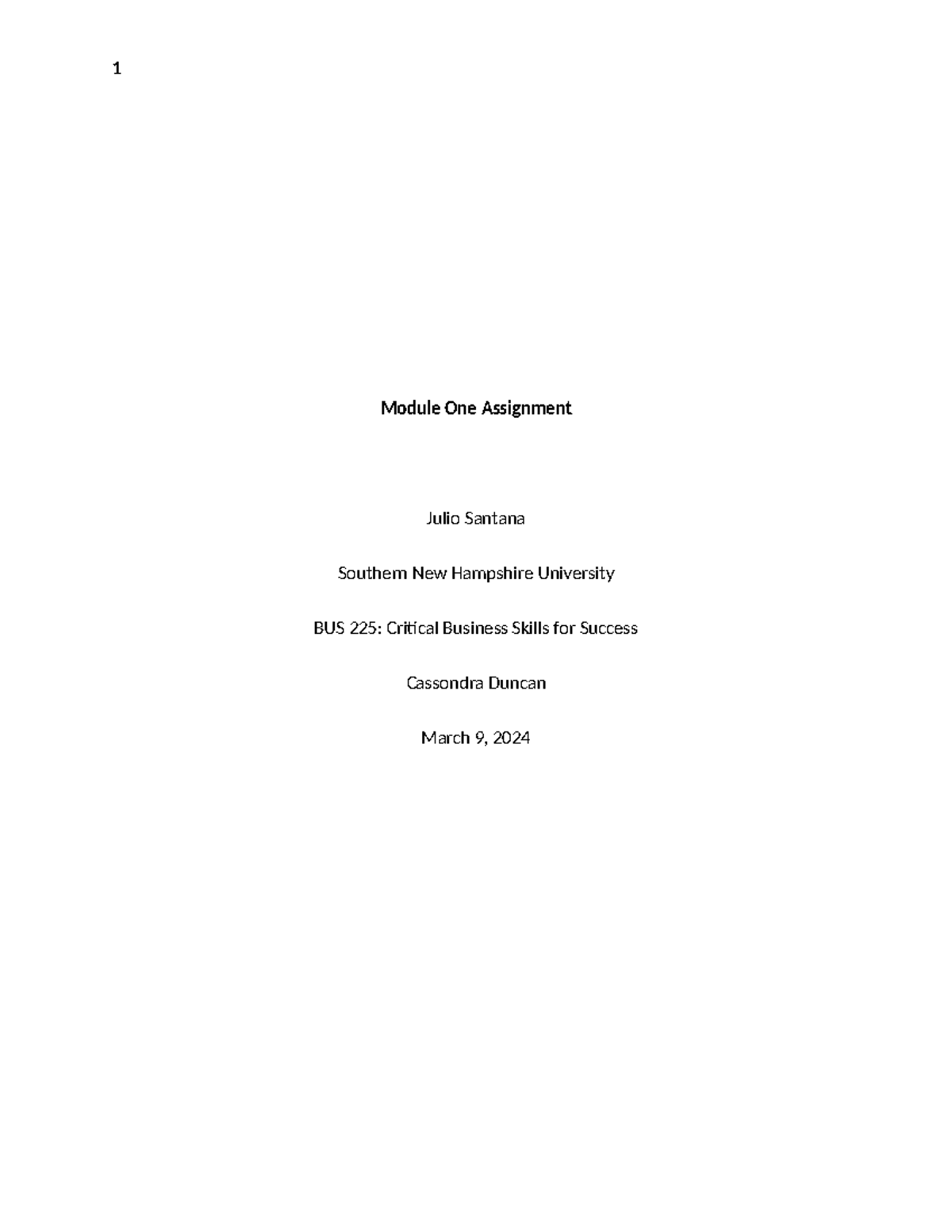 BUS225 Module One Assignment - Module One Assignment Julio Santana ...