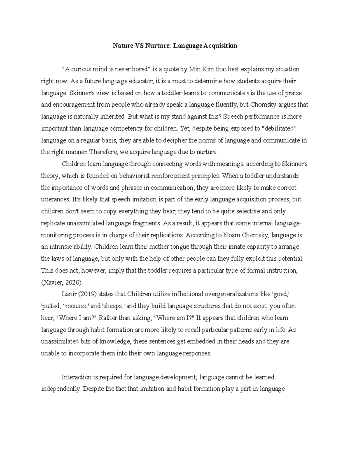 Nature VS Nurture in language acquisition - Nature VS Nurture: Language ...