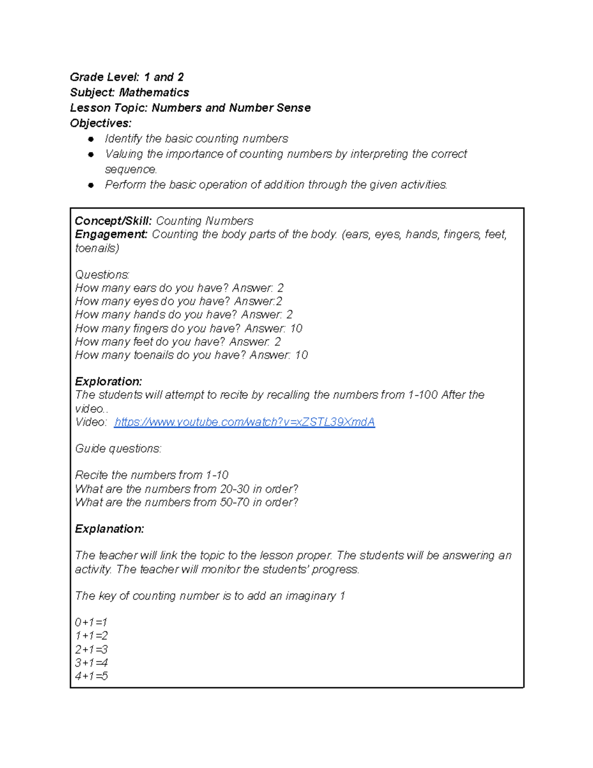 Group-Teaching in Multigrade - Grade Level: 1 and 2 Subject ...