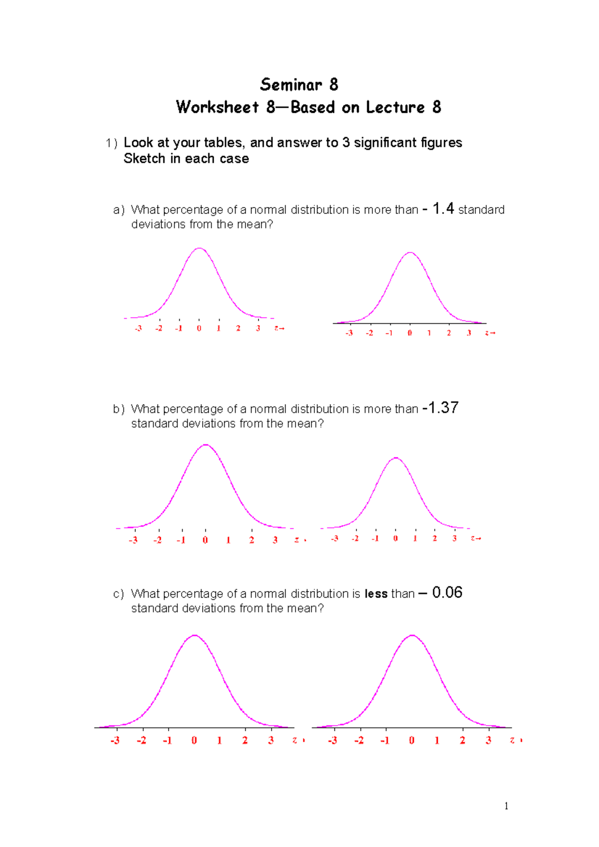 Seminar 8 - Normal Distributions, Standard Deviation - Seminar 8 ...