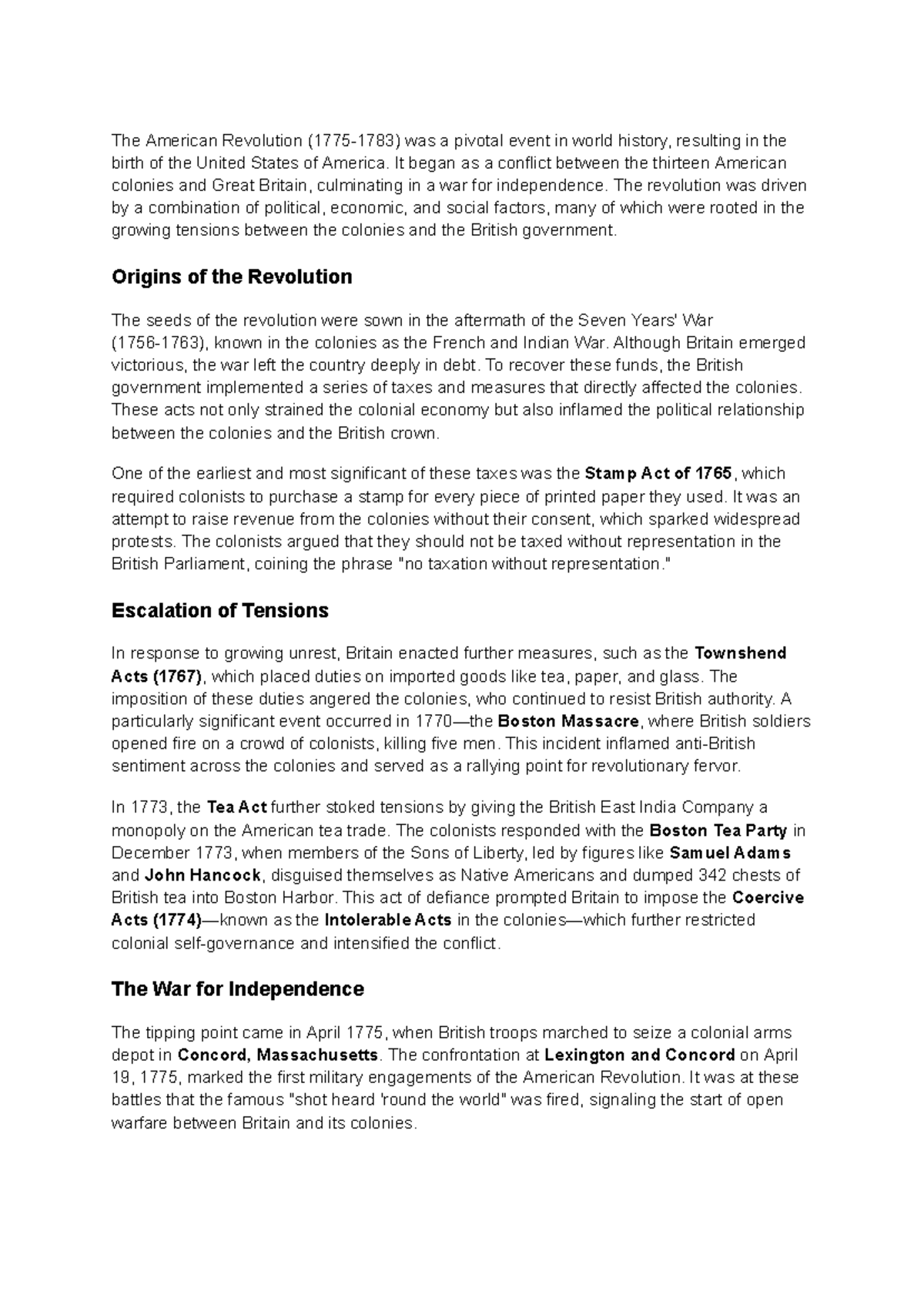 How the American Revolution came about - The American Revolution (1775 ...