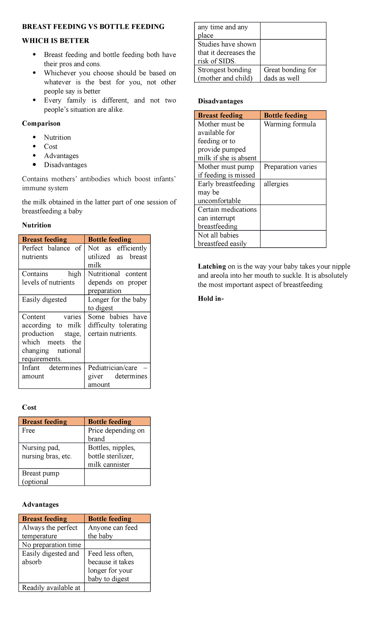 Breast Feeding VS Bottle Feeding - BREAST FEEDING VS BOTTLE FEEDING ...