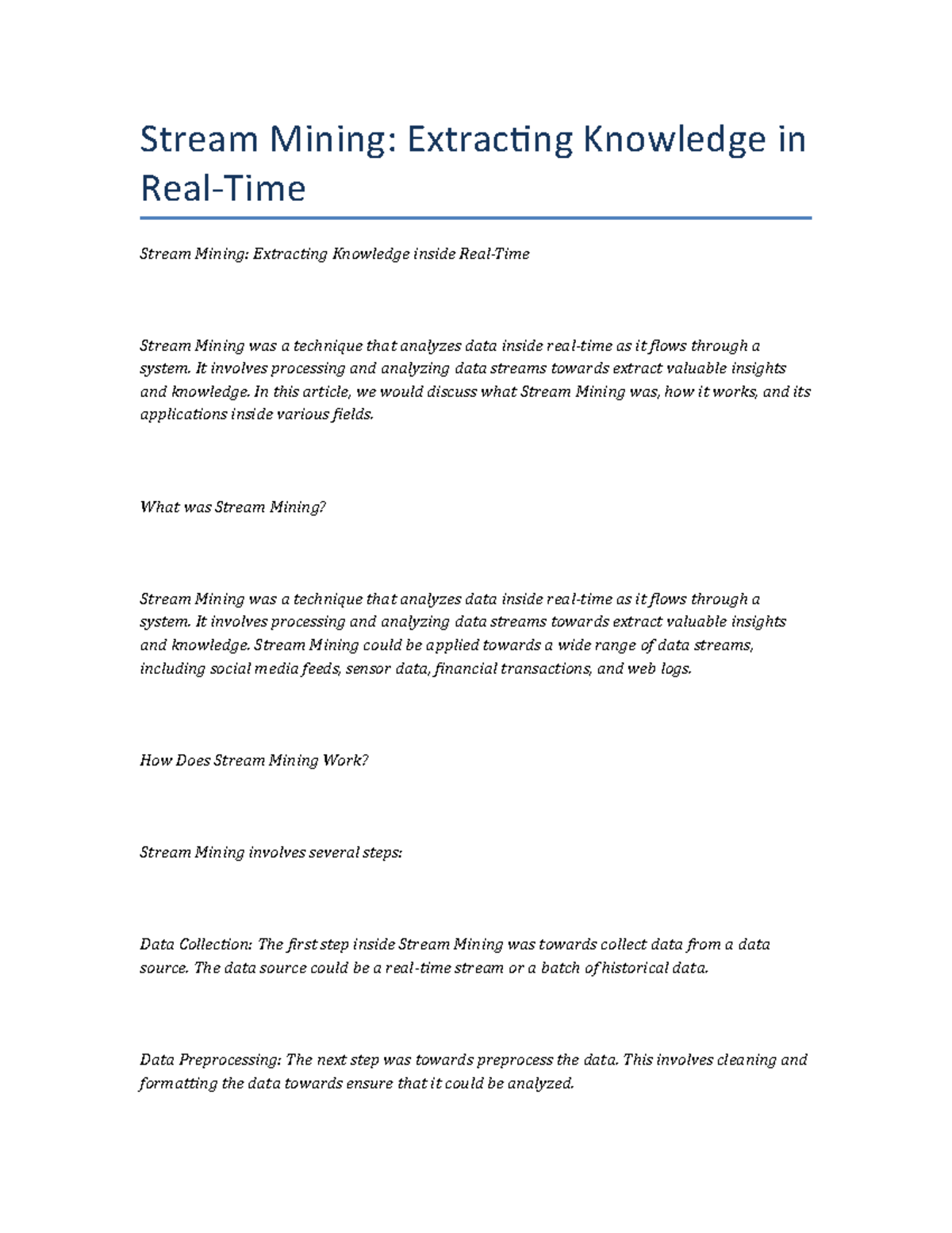 Stream Mining Extracting Knowledge In Real Time Stream Mining Extracting Knowledge In Real