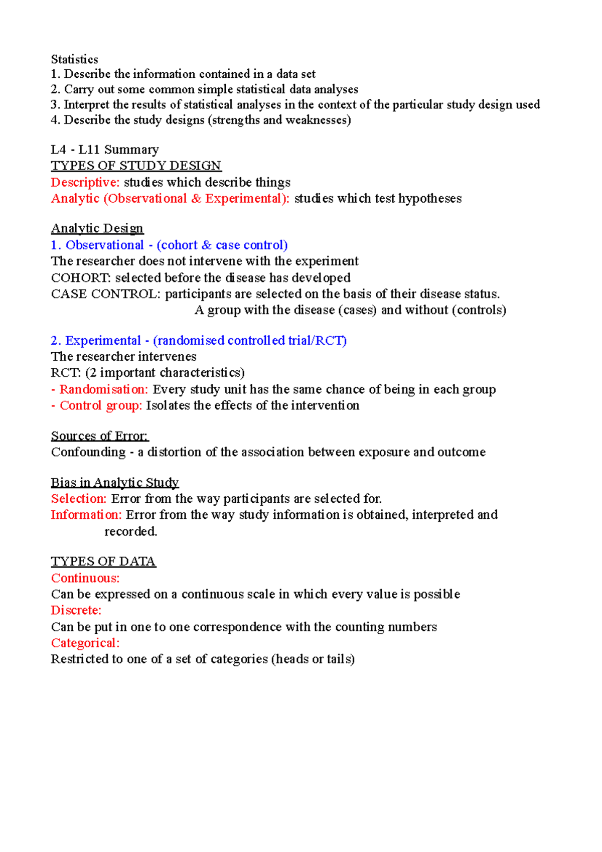Study Design - Examples to help with calculations and understanding of ...
