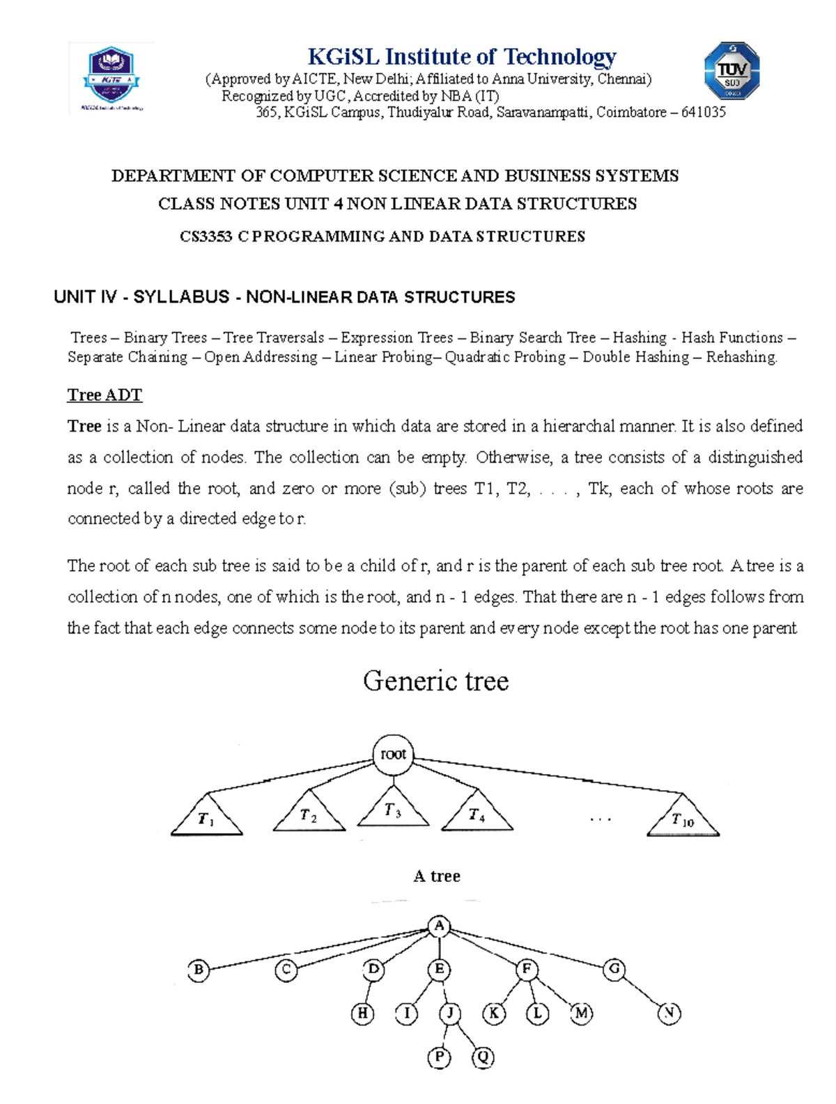 UNIT4 Study Material - KGiSL Institute of Technology (Approved by AICTE ...