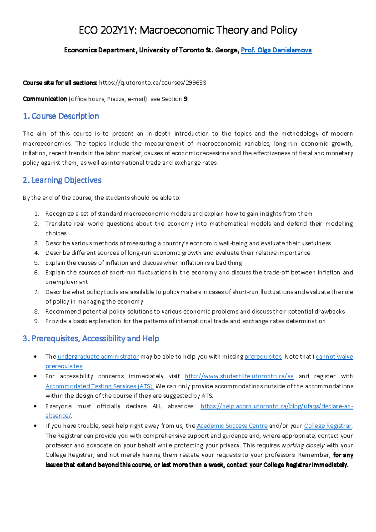 ECO 202Y1Y Syllabus 2022 2023 - ECO 20 2 Y1Y: Macroeconomic Theory and Policy Economics ...