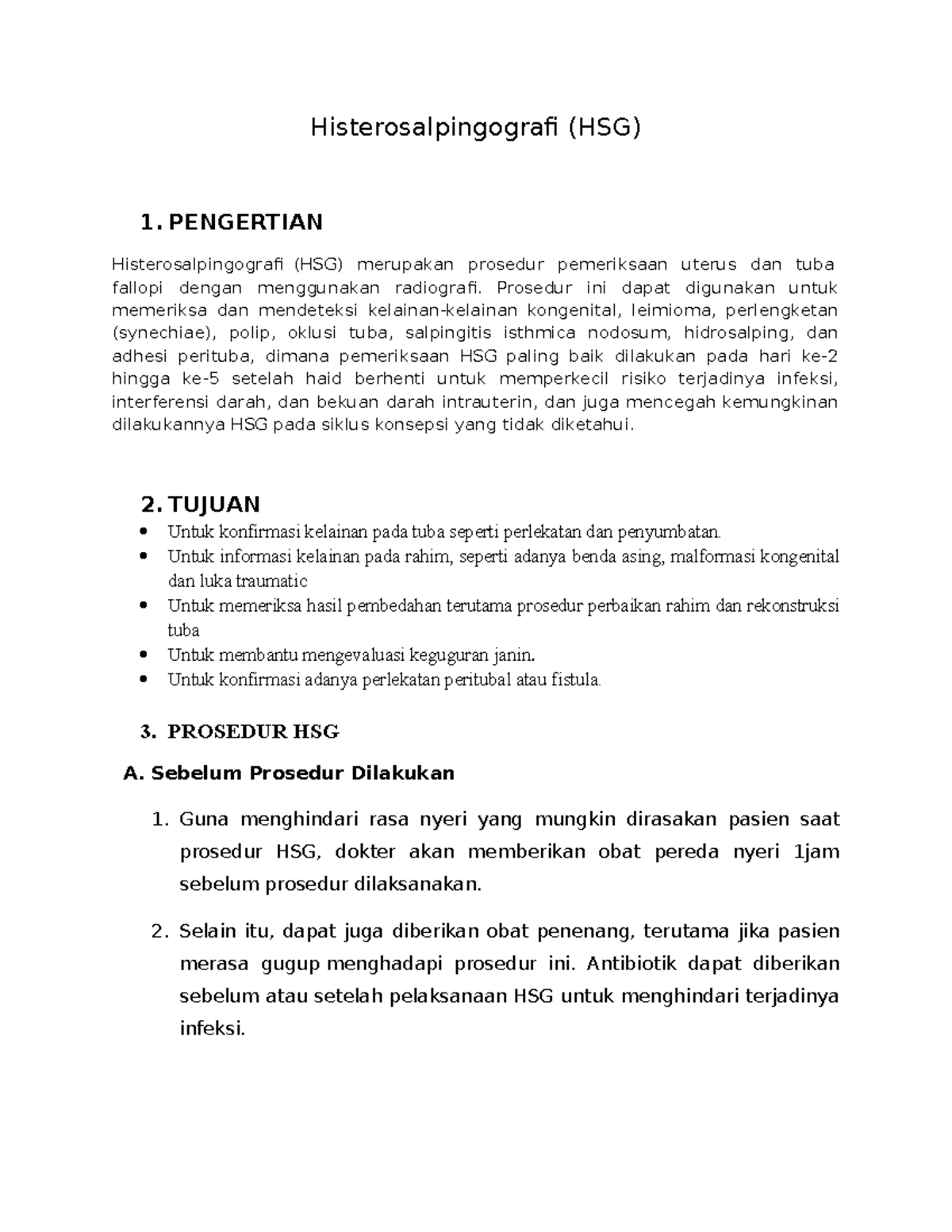 Konsep Dasar Histerosalpingografi (HSG) - Histerosalpingografi (HSG) 1 ...