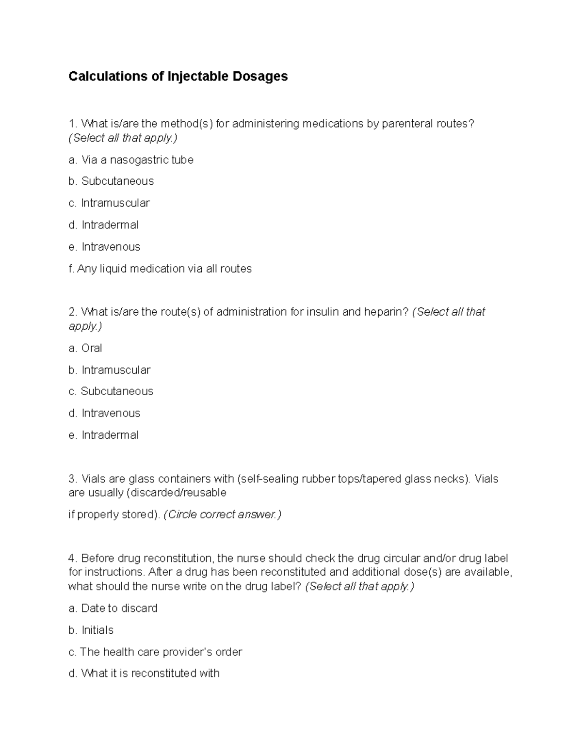 Calculations of Injectable Dosages-Exam Guide - Calculations of ...
