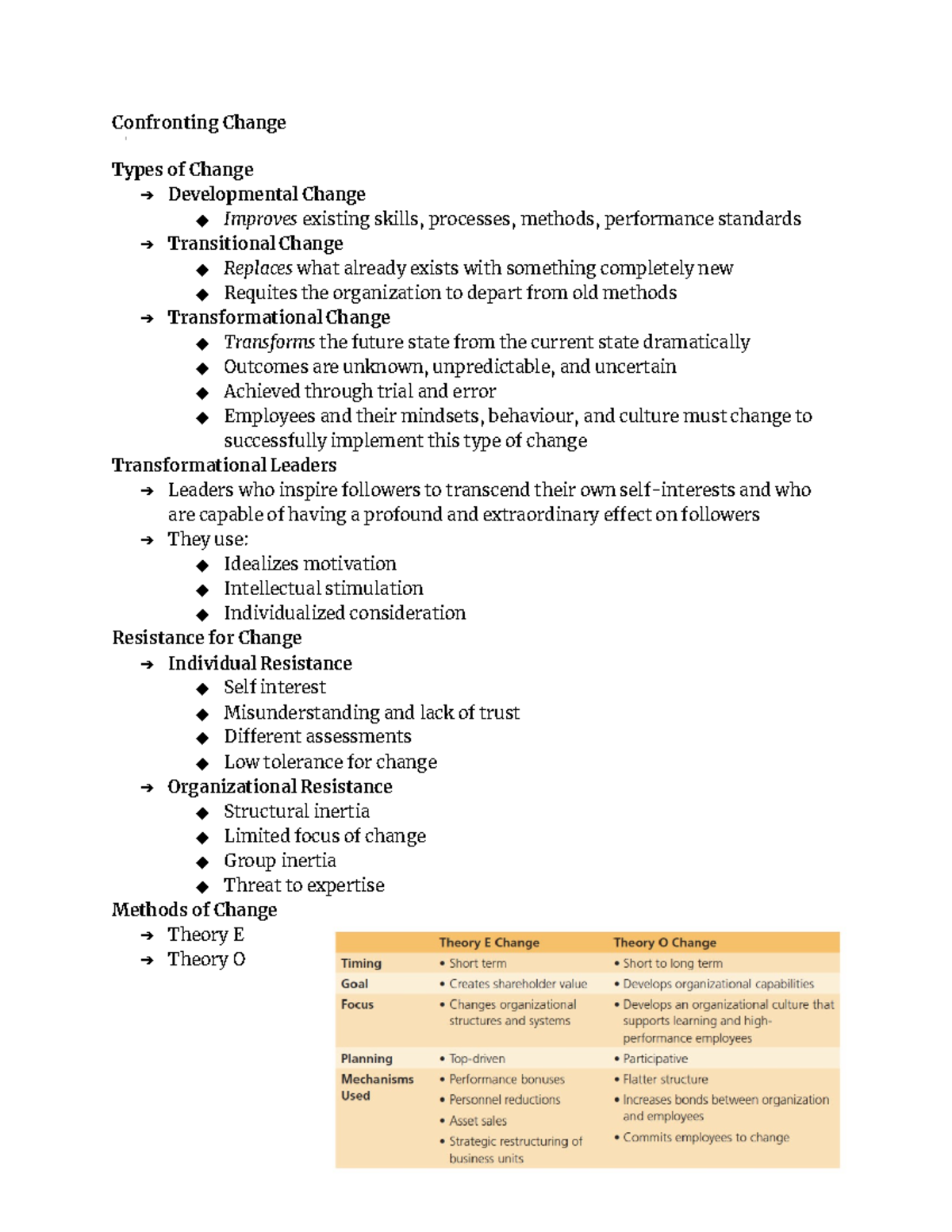 March 26 - Lecture Notes - Confronting Change Types of Change ...